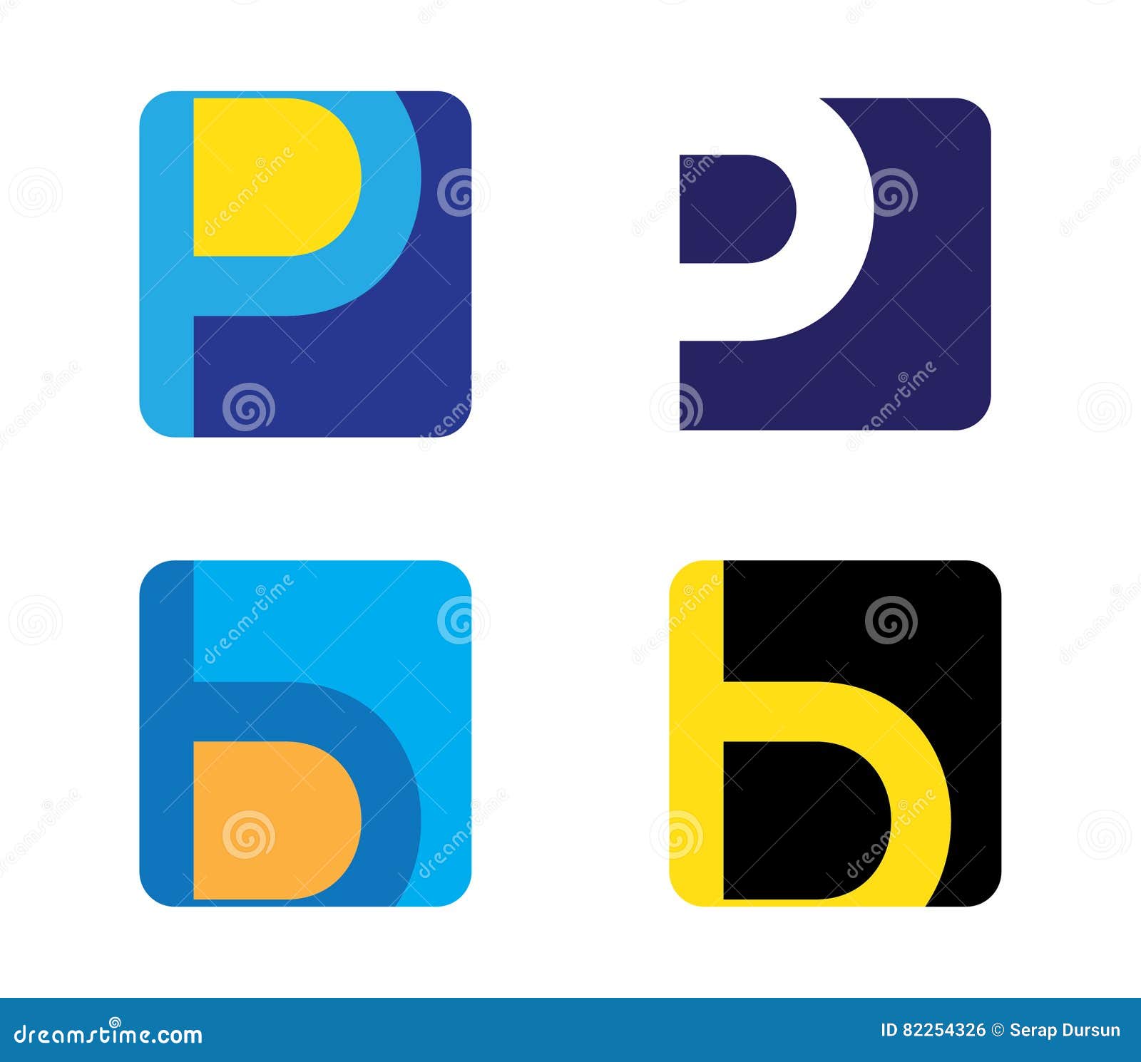 P and B Icon Set stock vector. Illustration of geometrical - 82254326