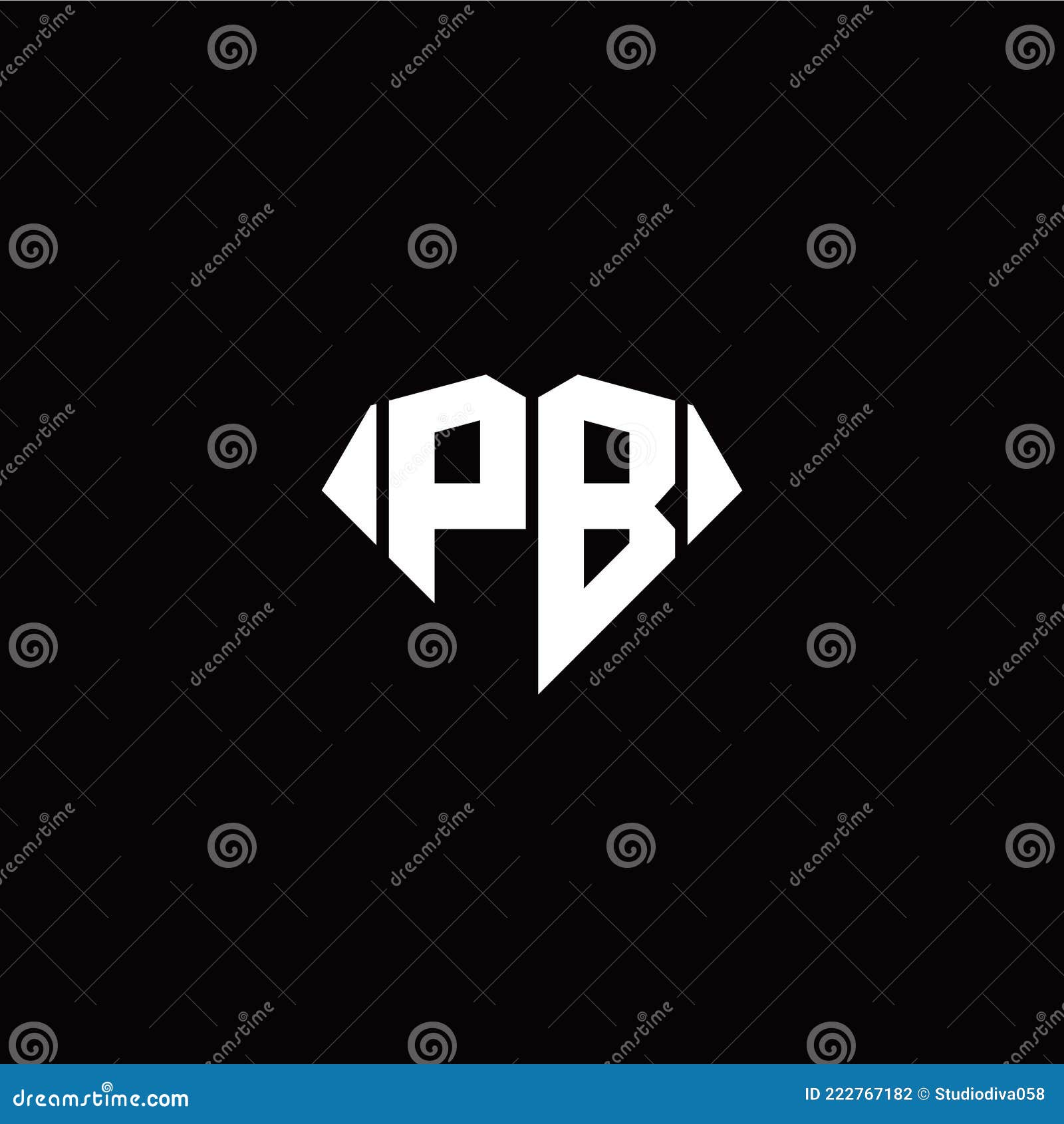 P B Initial Letter with Diamond Shape Origami Style Logo Template ...