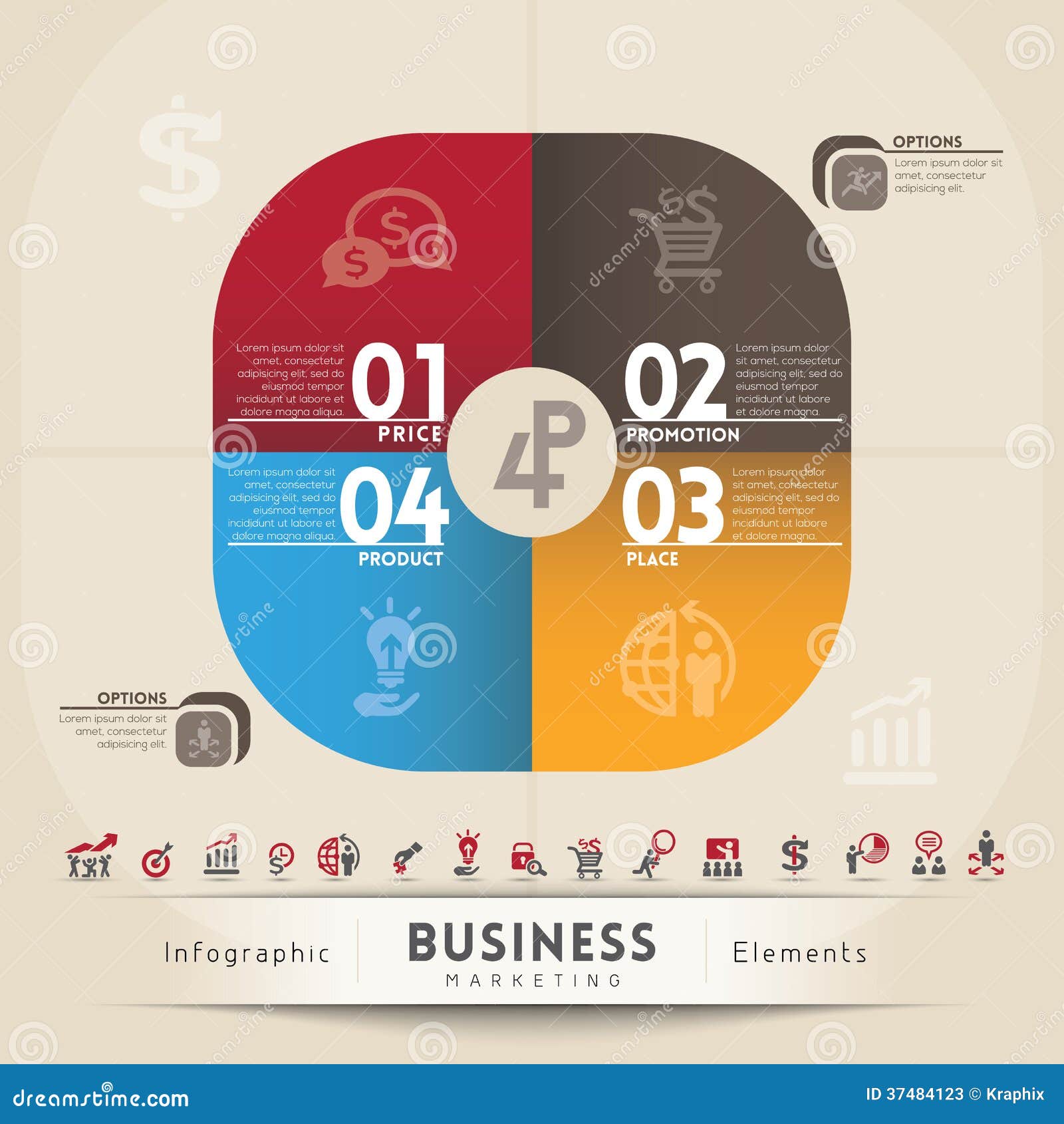 4P Business Marketing Concept Graphic Element Stock Vector ...