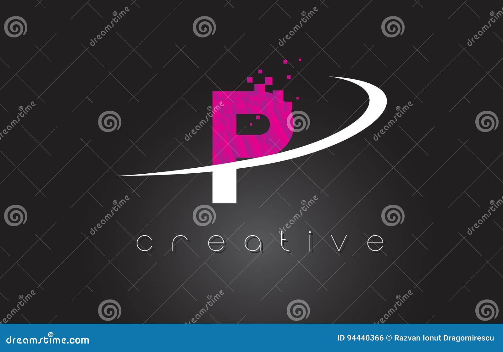 P Creative Letters Design with White Pink Colors Stock Vector ...