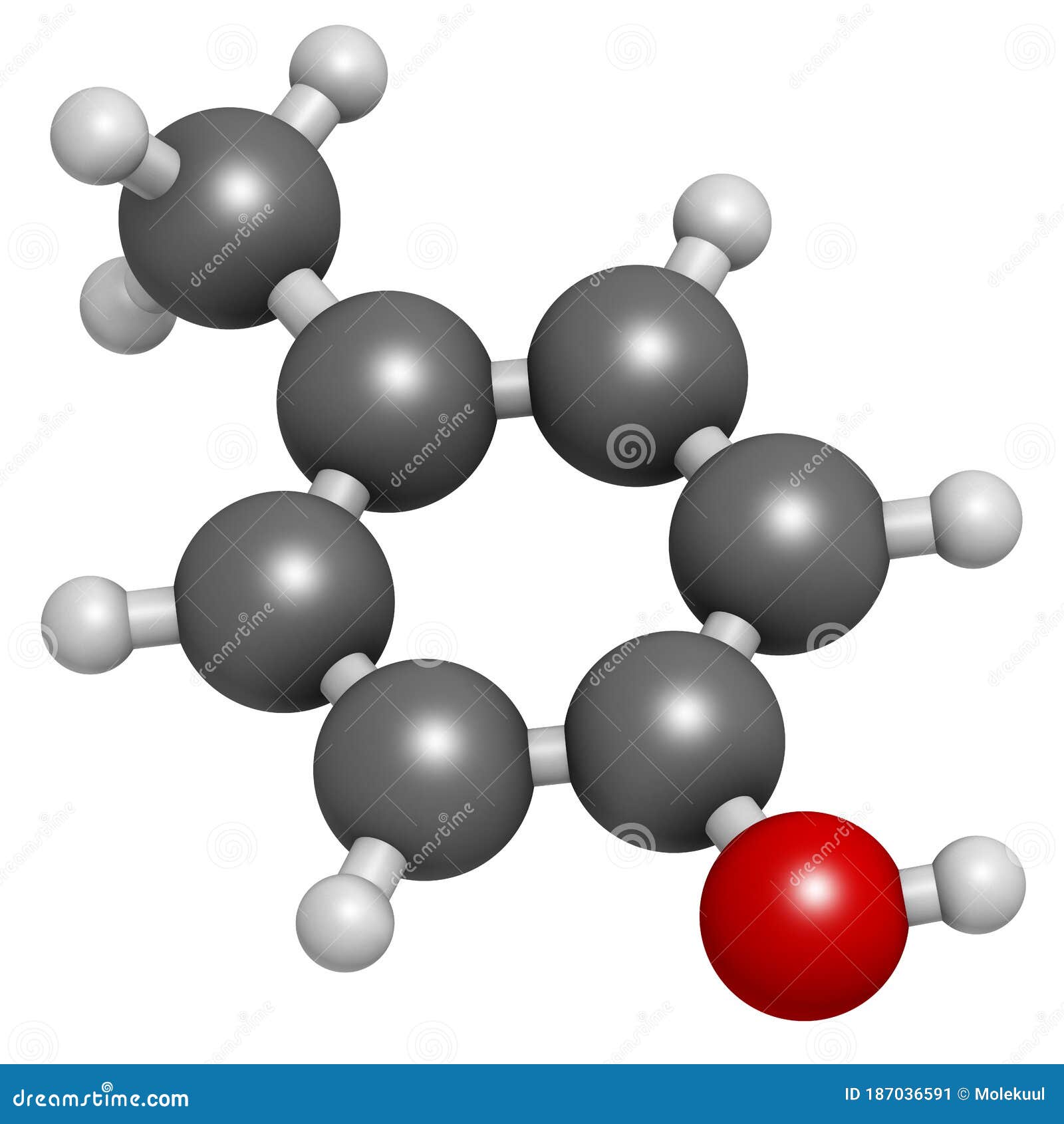P-cresol (para-cresol, 4-methylphenol) Molecule. Component of Human ...