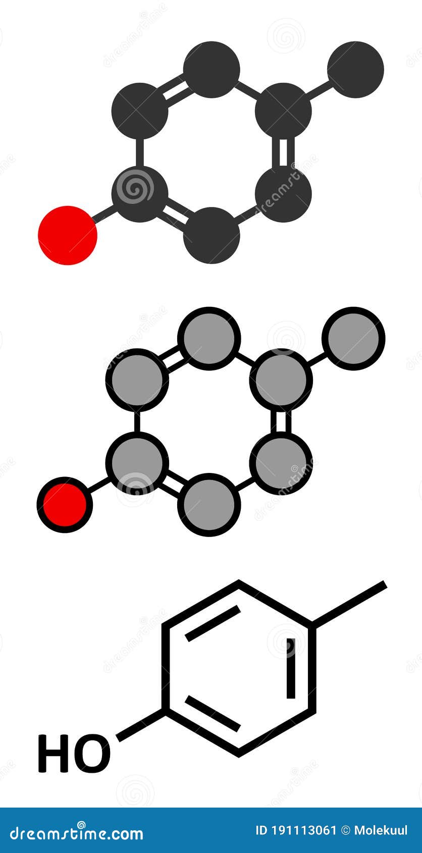 P-cresol (para-cresol, 4-methylphenol) Molecule. Component of Human ...