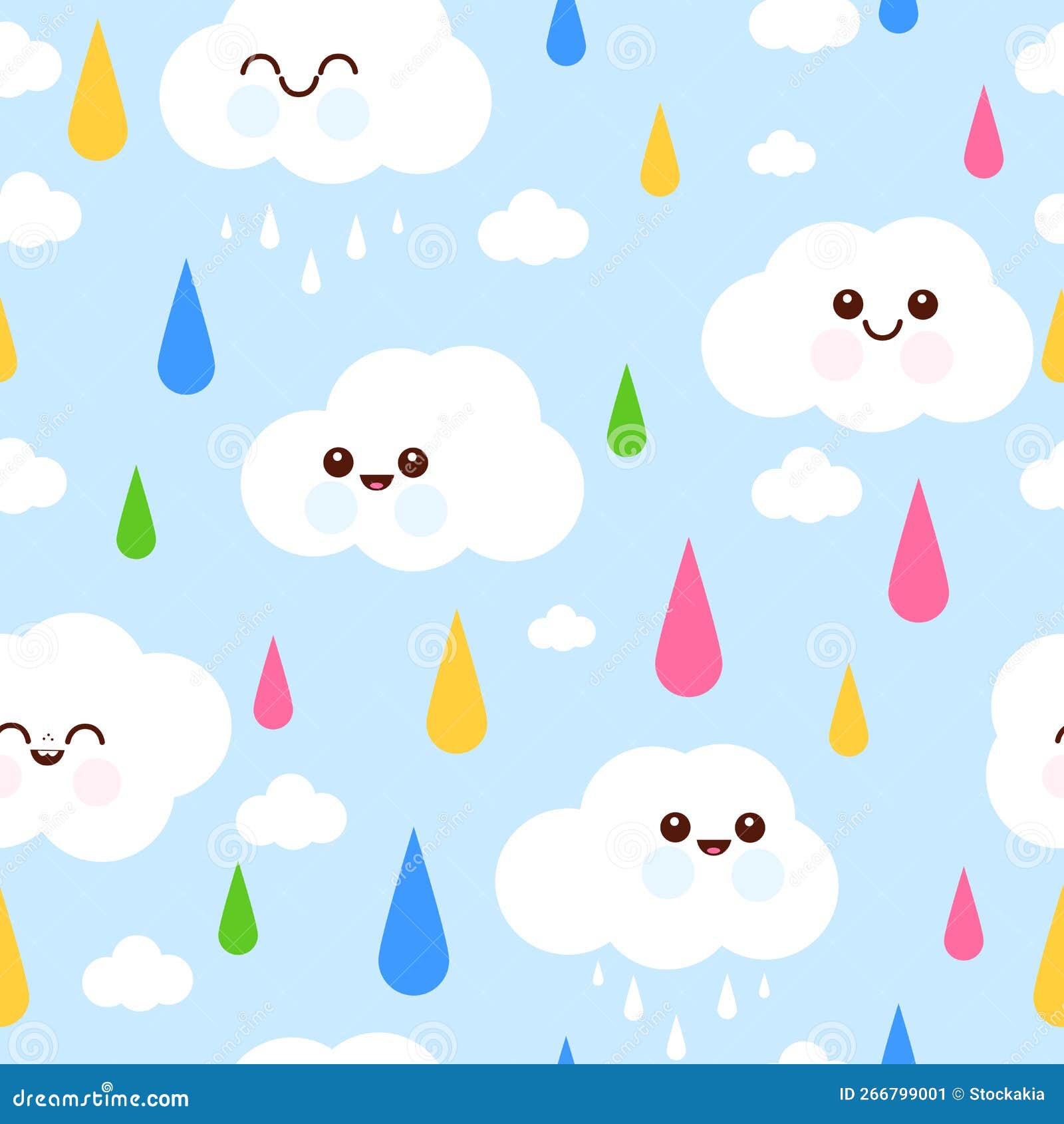 Cute Raining Cloud Characters. Funny Happy Smiley Clouds. Smiling ...