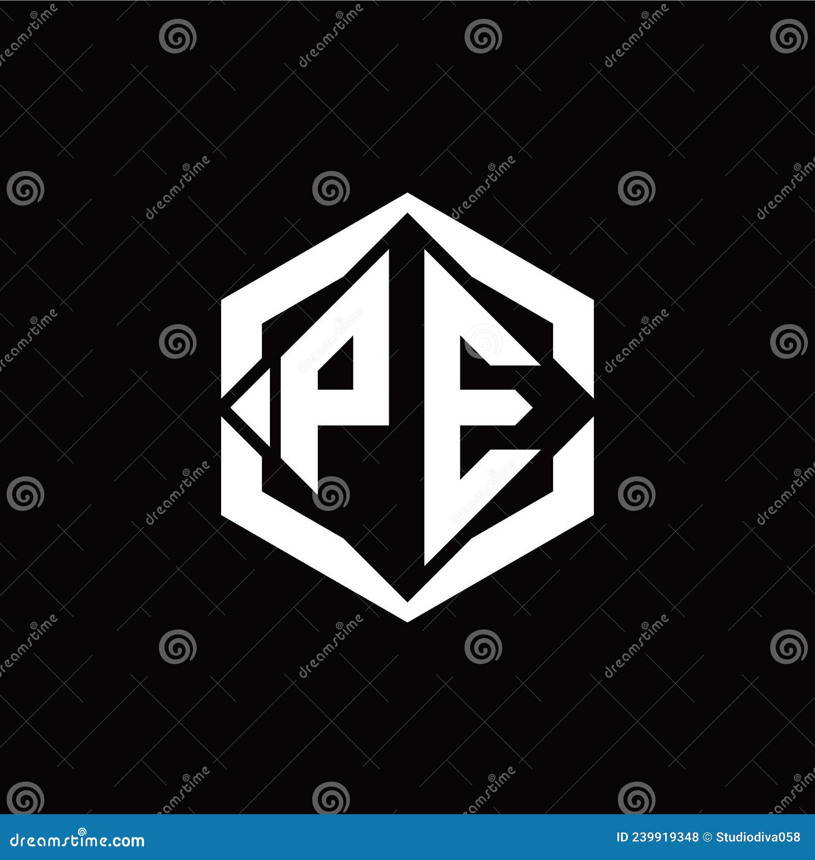P E Square Initial Logo with Polygon Element Stock Vector ...