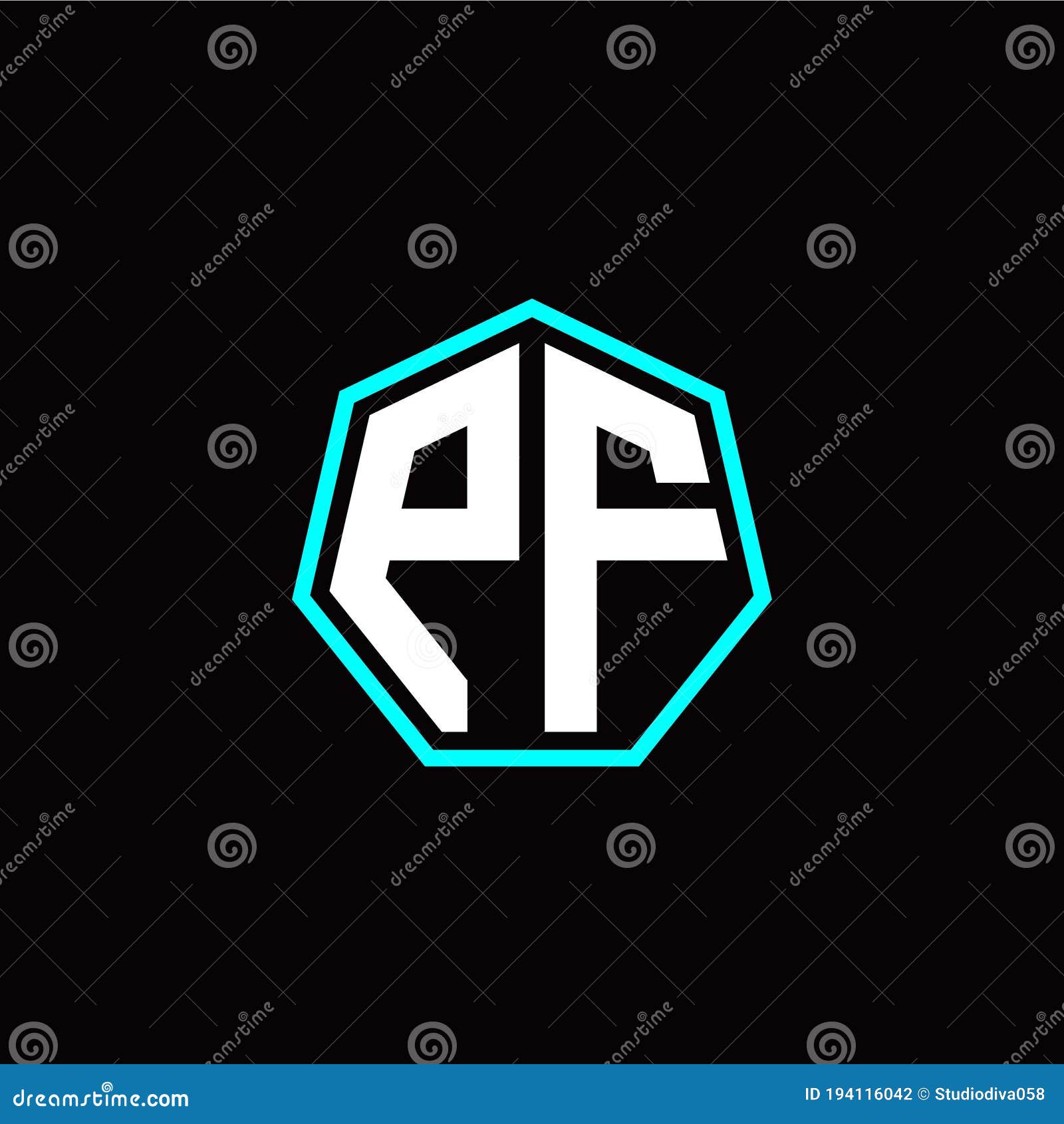 P F Initials Modern Polygon Logo Template Stock Vector - Illustration ...