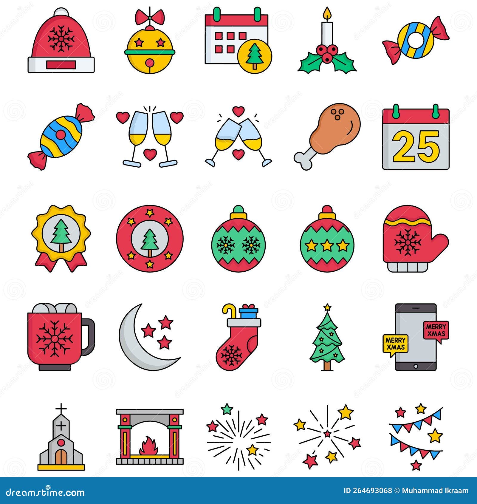 Happy Christmas icon pack stock illustration. Illustration of artwork ...