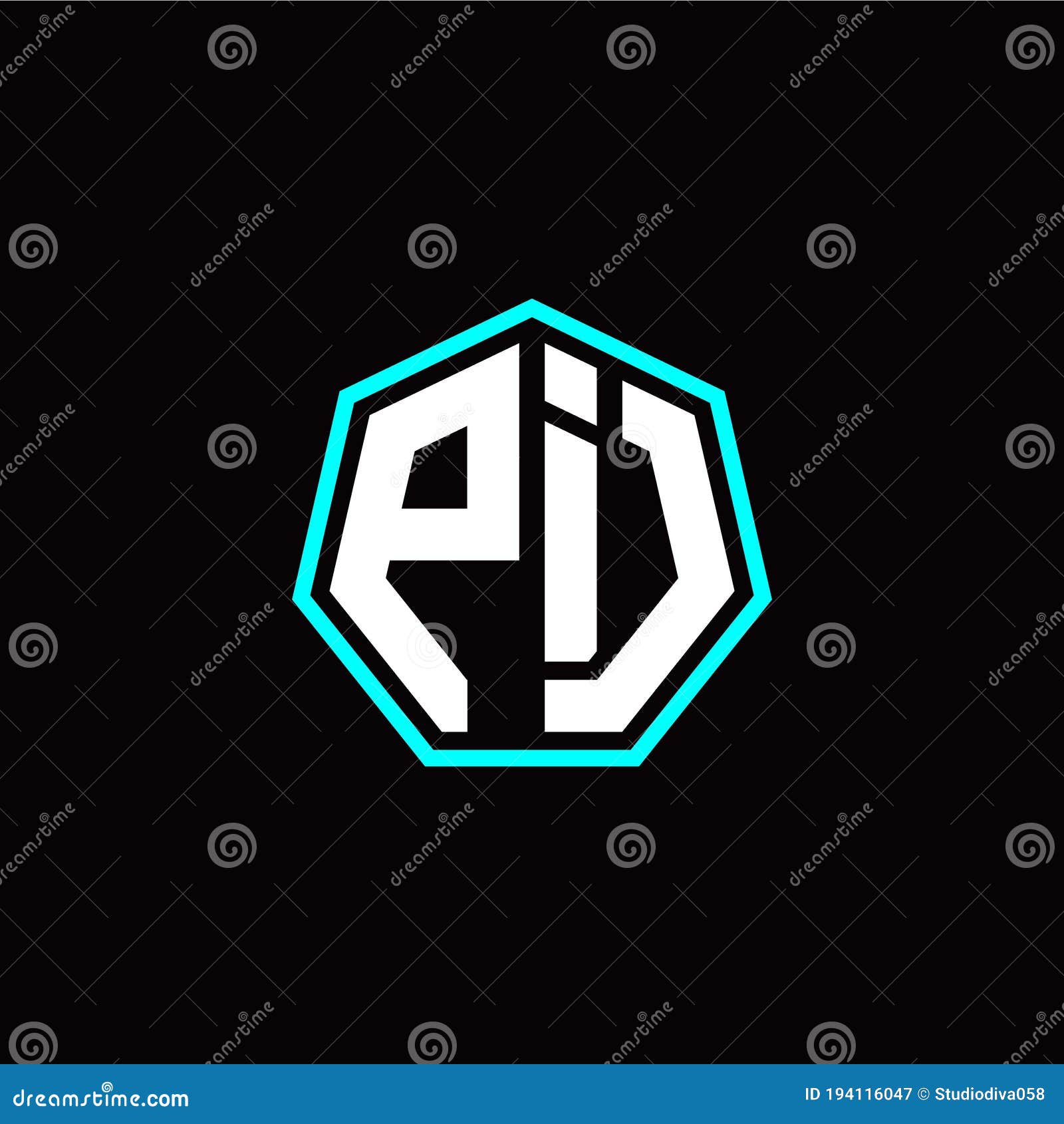 P I Initials Modern Polygon Logo Template Stock Vector - Illustration ...