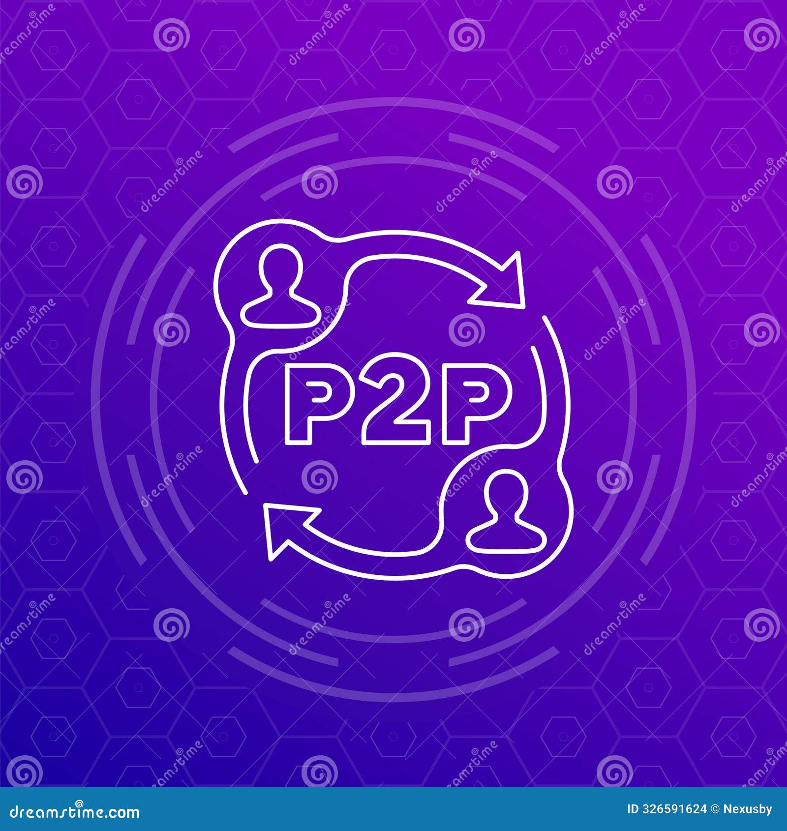 P2p Icon, Peer-to-peer Decentralized System Vector Stock Illustration ...