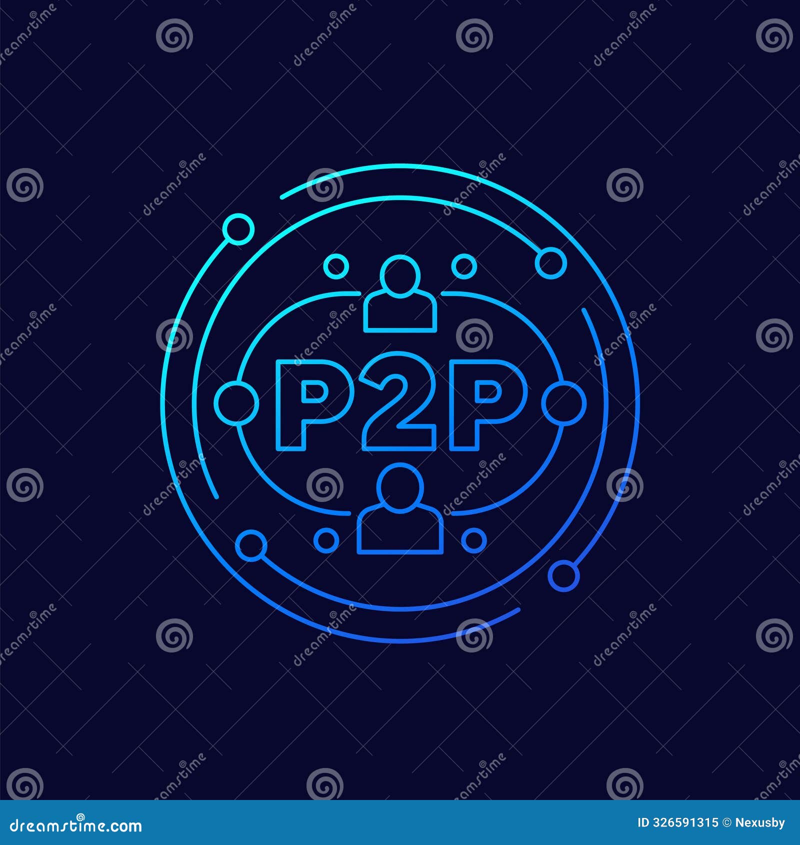 P2p Icon, Peer-to-peer Economy, Linear Design Stock Vector ...