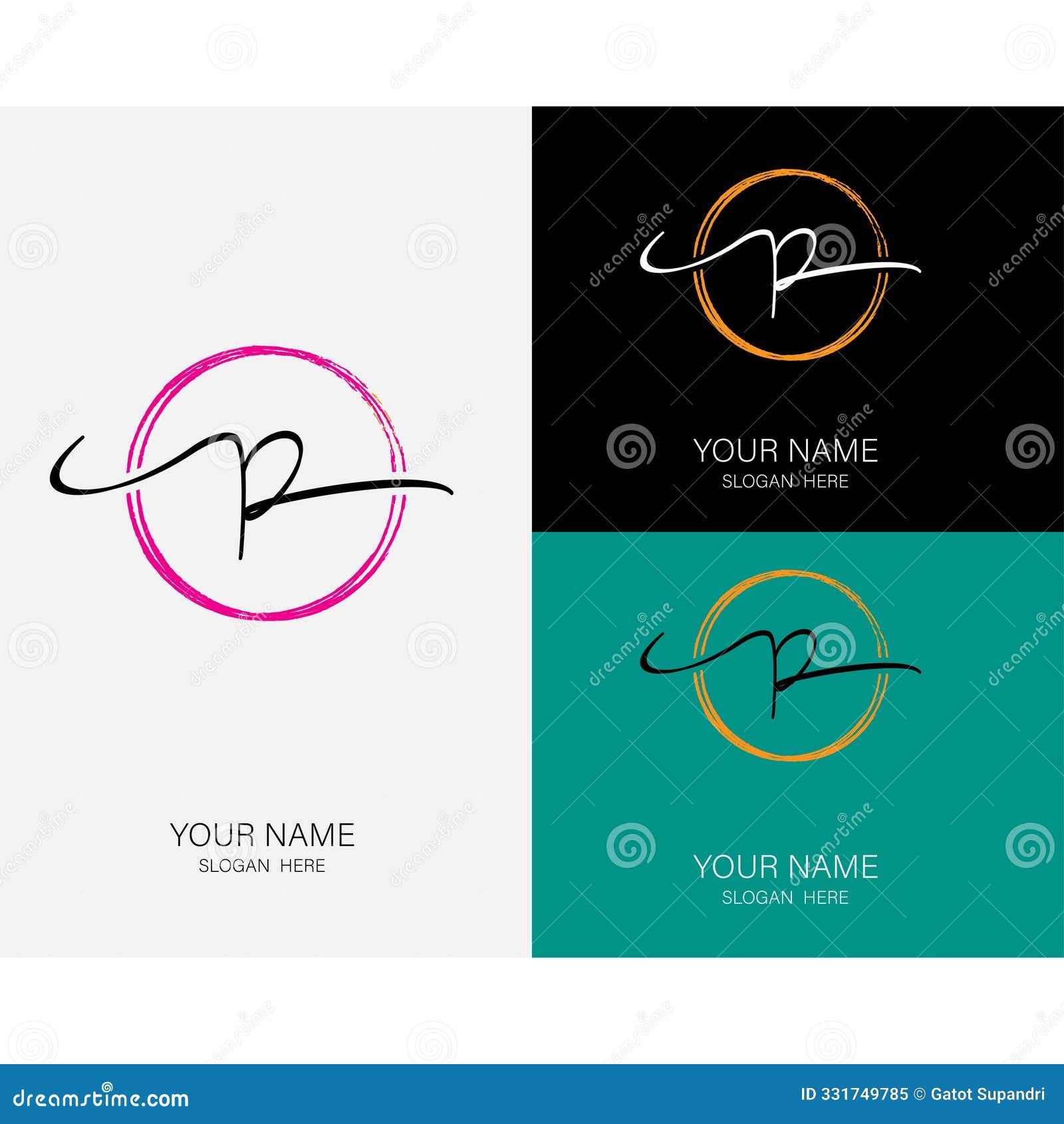 P Initial Handwriting and Signature Logo Beauty Template Stock ...