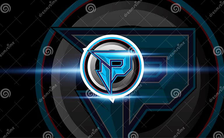 P Initial Letter Monogram Esport and Gaming Vector Logo Template Blue ...