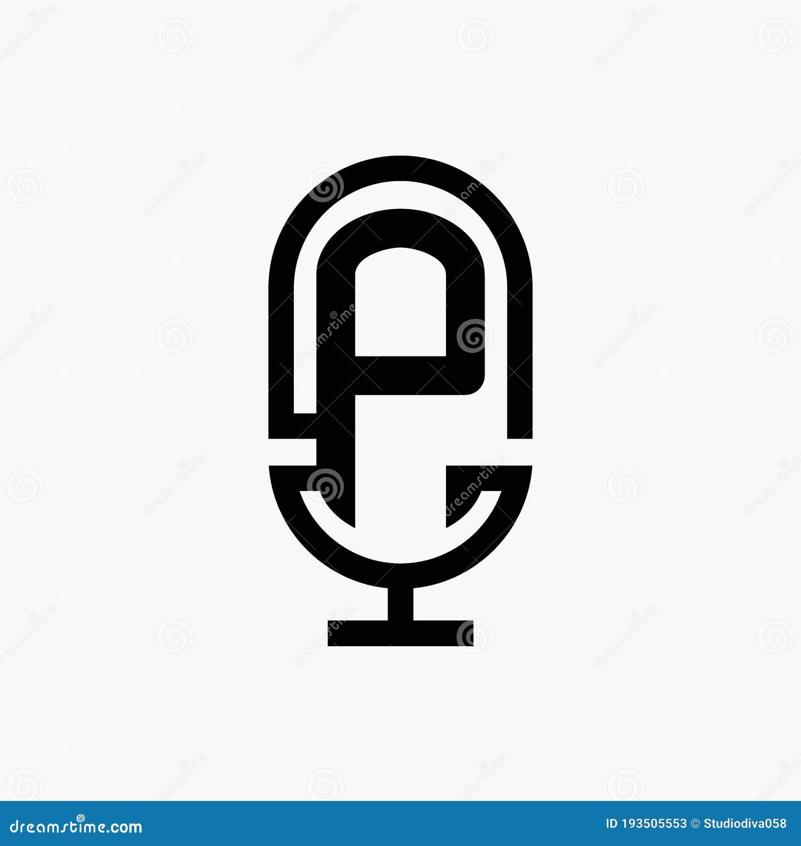 P Initial Podcast Logo Monogram with Microphone Shape Stock Vector ...
