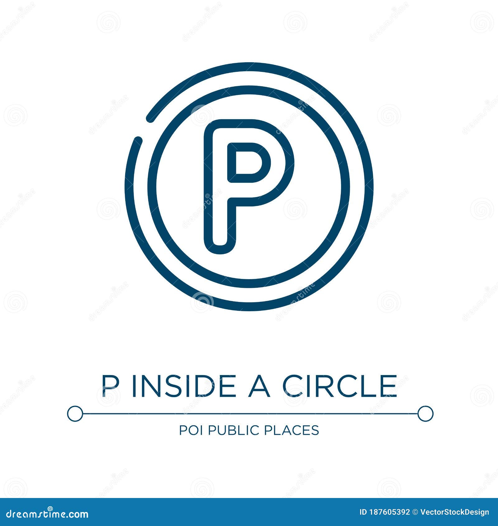 P Inside a Circle Icon. Linear Vector Illustration from Laundry ...