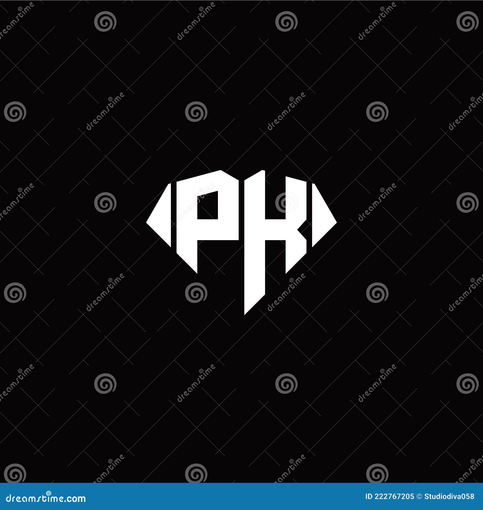 P K Initial Letter with Diamond Shape Origami Style Logo Template ...