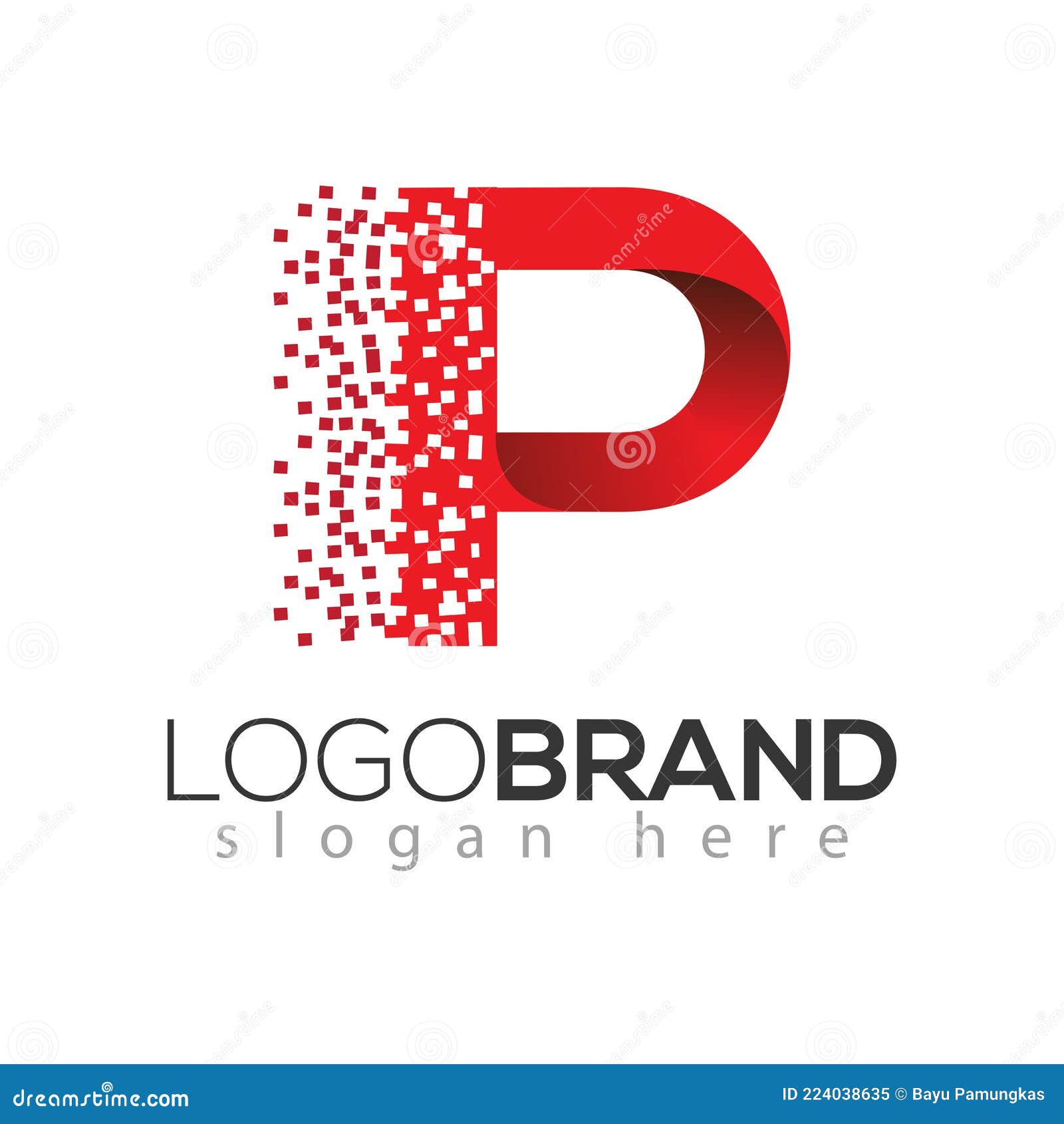 P Letter Data Tech Logo Concept. Letter with Data Vector Template Stock ...