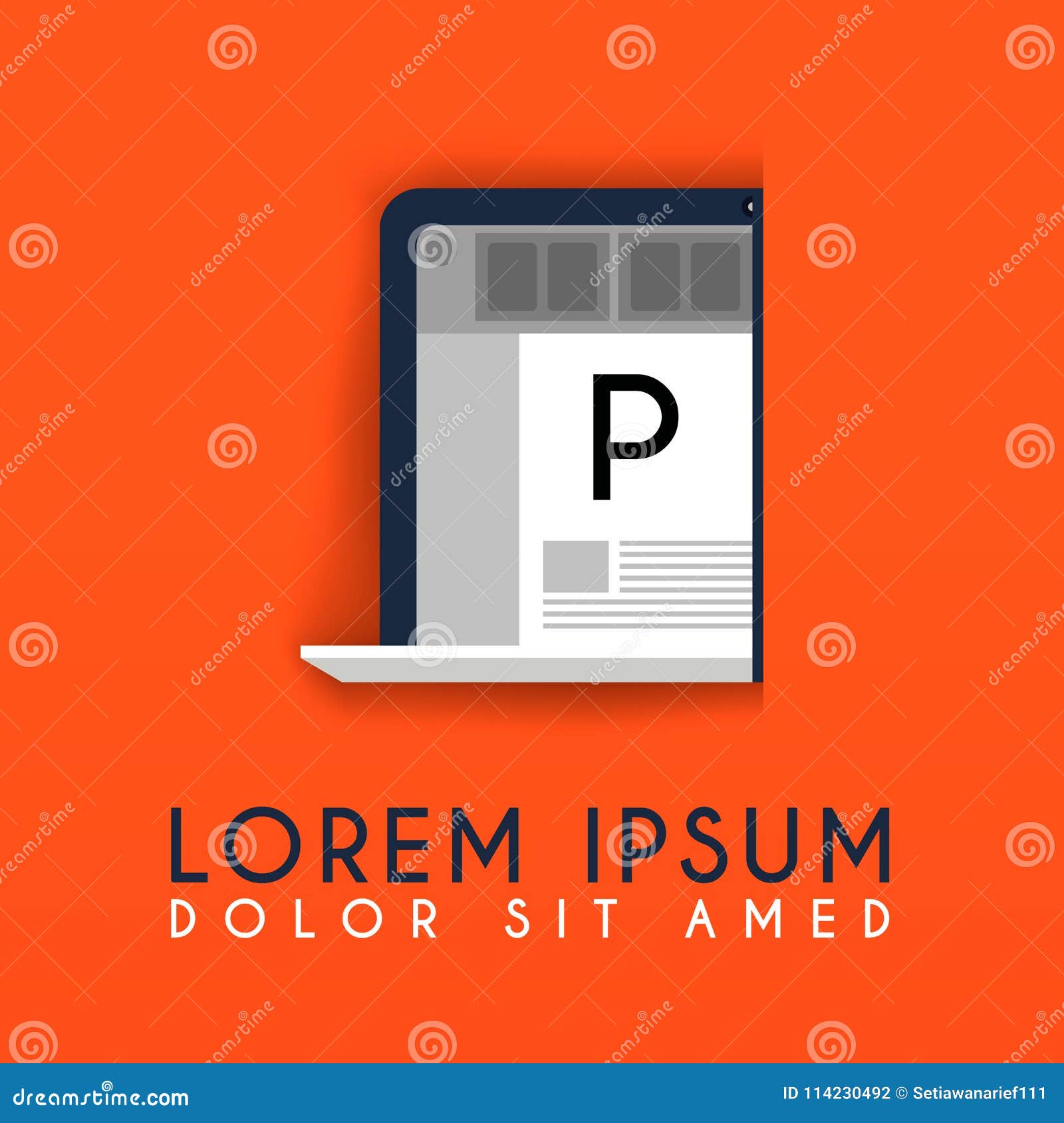 P Letter Half Computer, Pc, Laptop Orange Logo Design Stock Vector ...