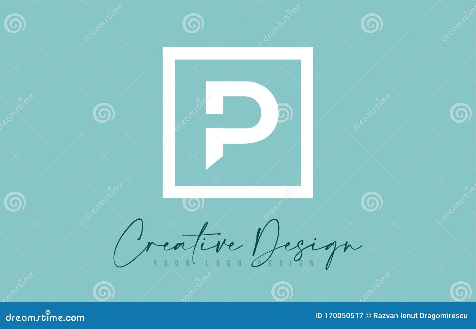 P Letter Icon Design with Creative Modern Look and Teal Background ...