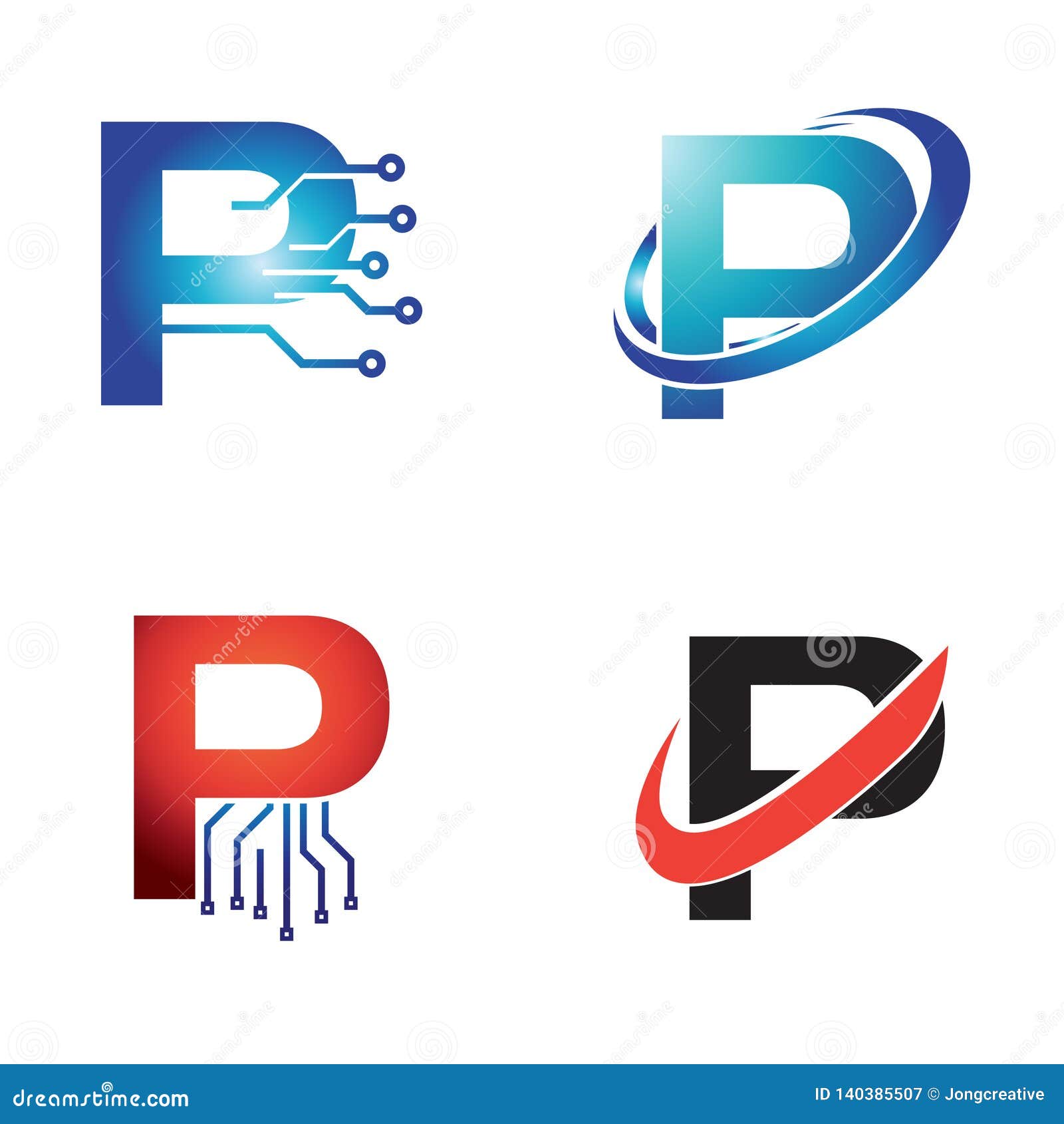 P - Letter Initial Technology Symbol Logo Template Stock Vector ...