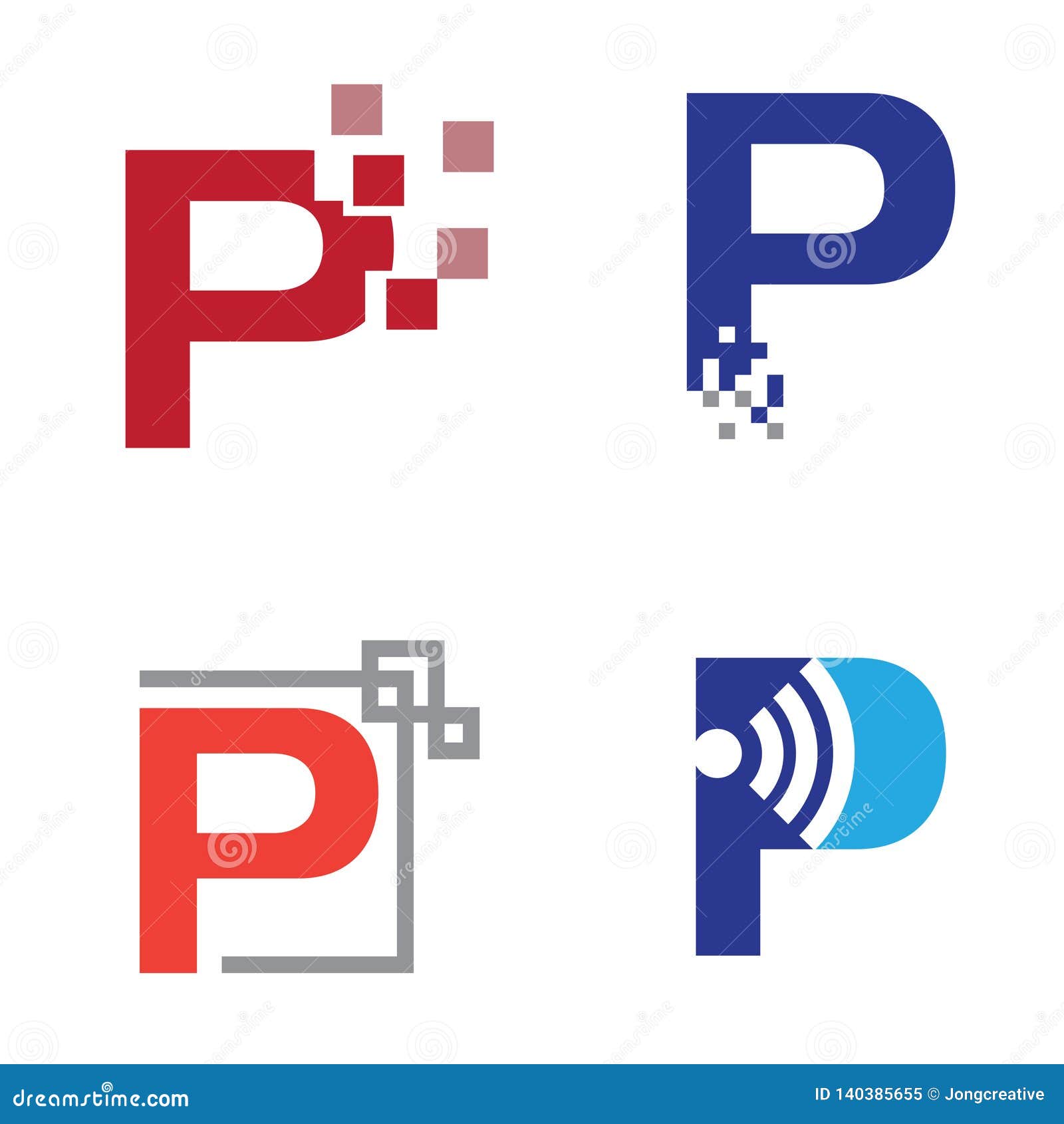 P Letter Initial Technology Symbol Logo Template Stock Vector ...