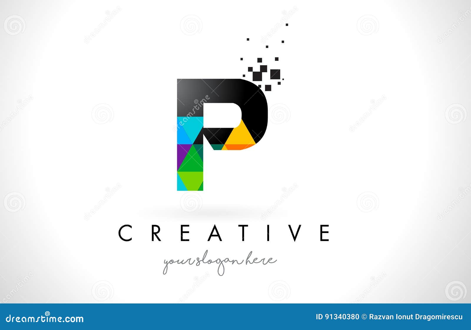 P Letter Logo with Colorful Triangles Texture Design Vector. Stock ...