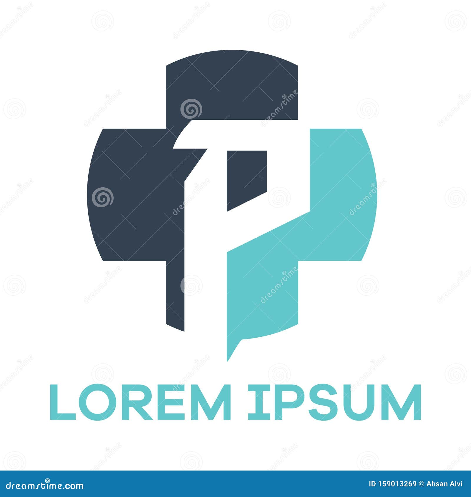 P Letter Logo Design. Letter P in Plus Shape Vector Illustration. Stock ...