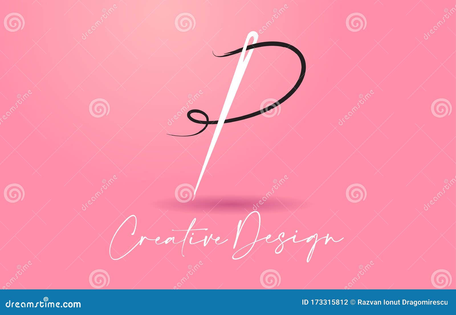 P Letter Logo with Needle and Thread Creative Design Concept Vector ...