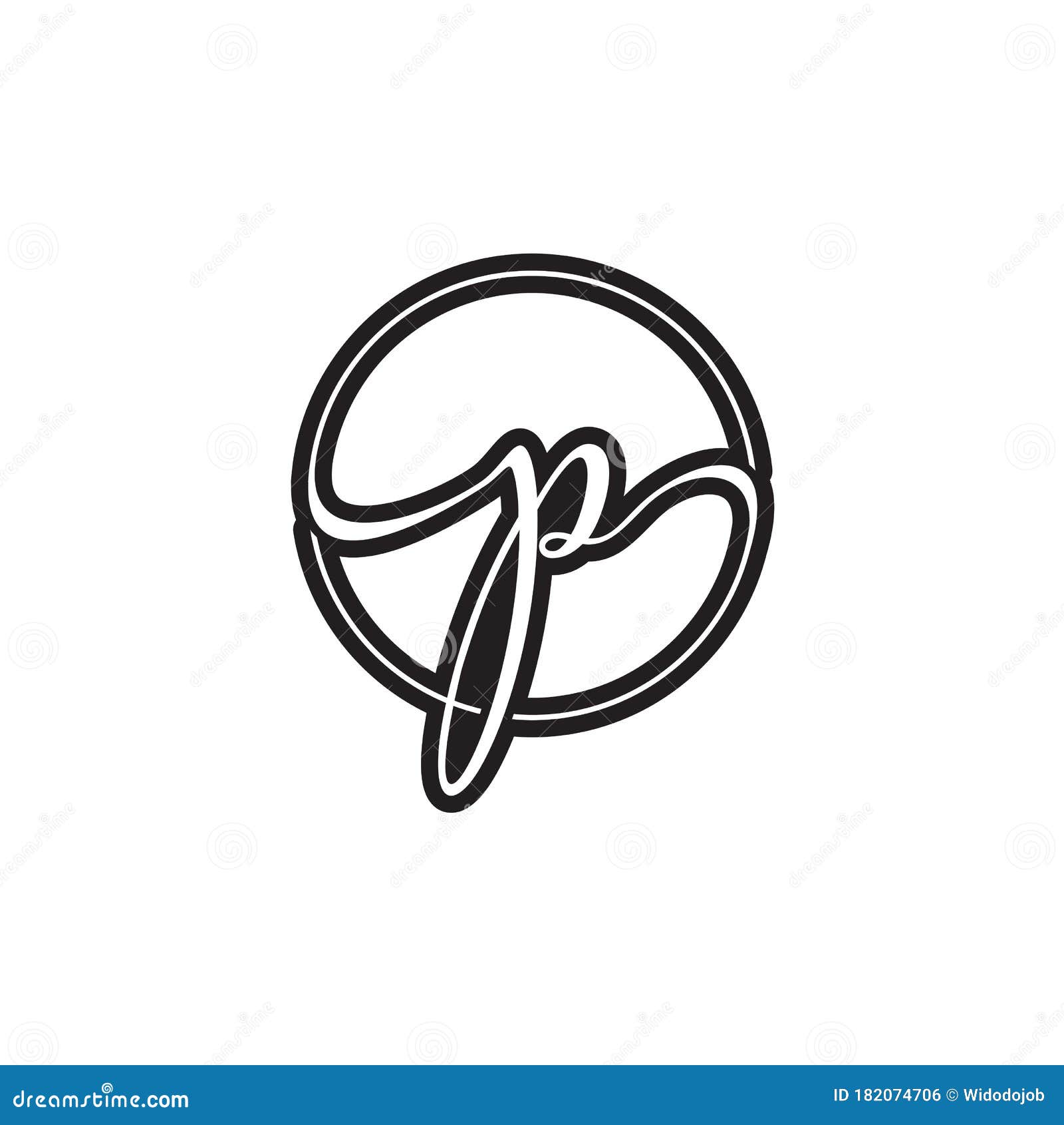 P Letter Script Circle Logo Design Vector Stock Vector - Illustration ...