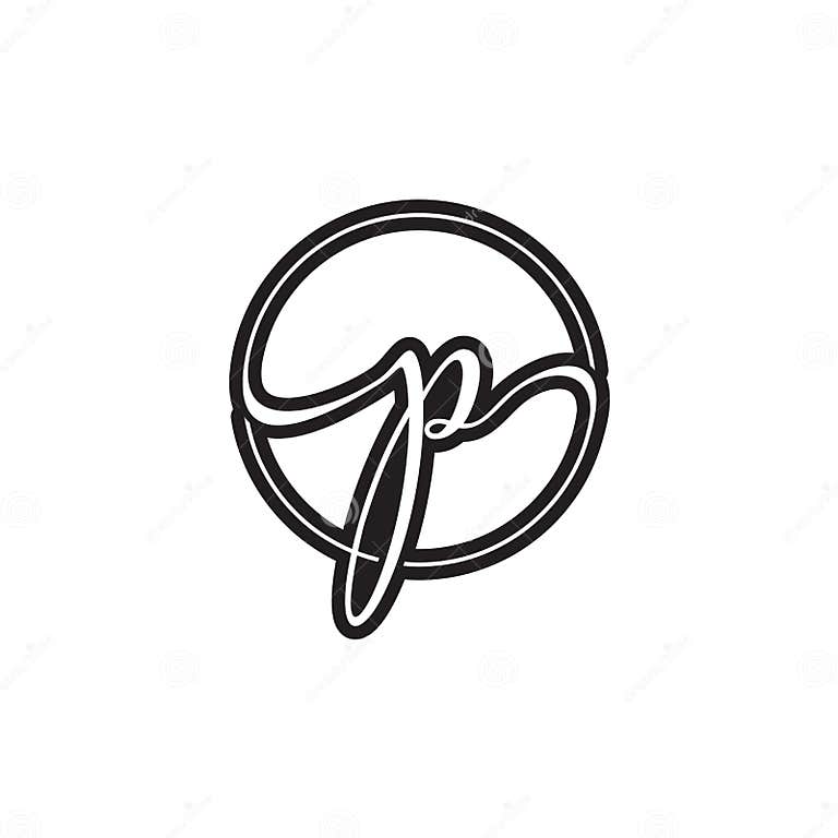 P Letter Script Circle Logo Design Vector Stock Vector - Illustration ...
