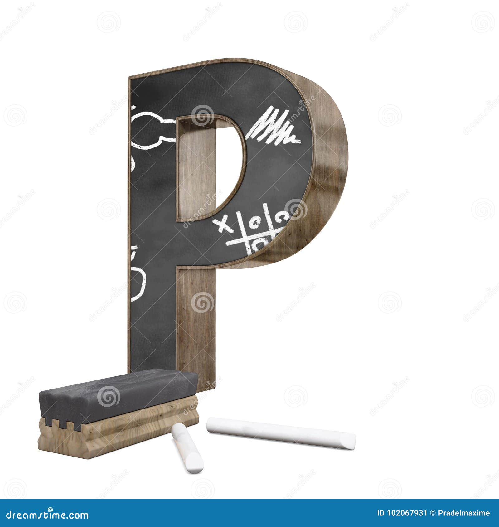 `P` Letter Shaped Chalkboard Stock Illustration - Illustration of board ...