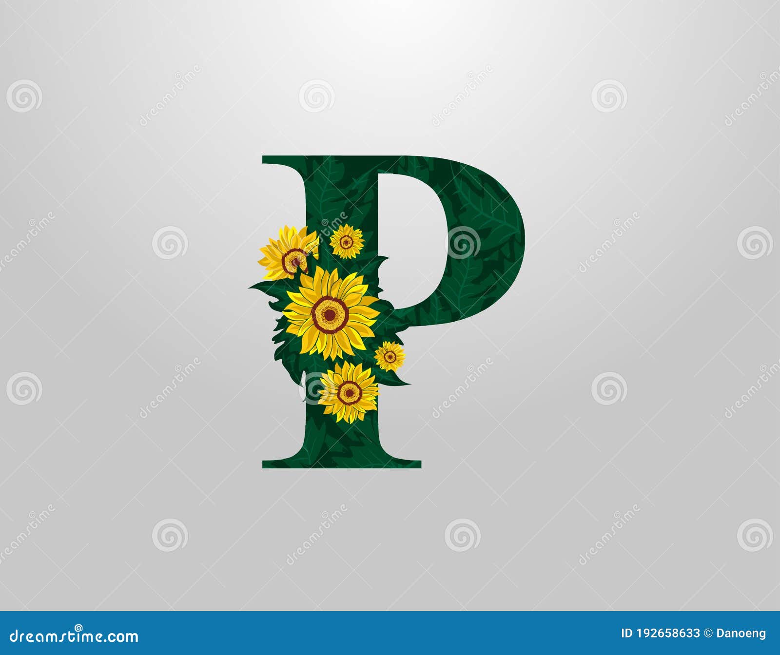 P Letter with Sunflower Vector Design. Flower P Logo Icon Stock Vector ...