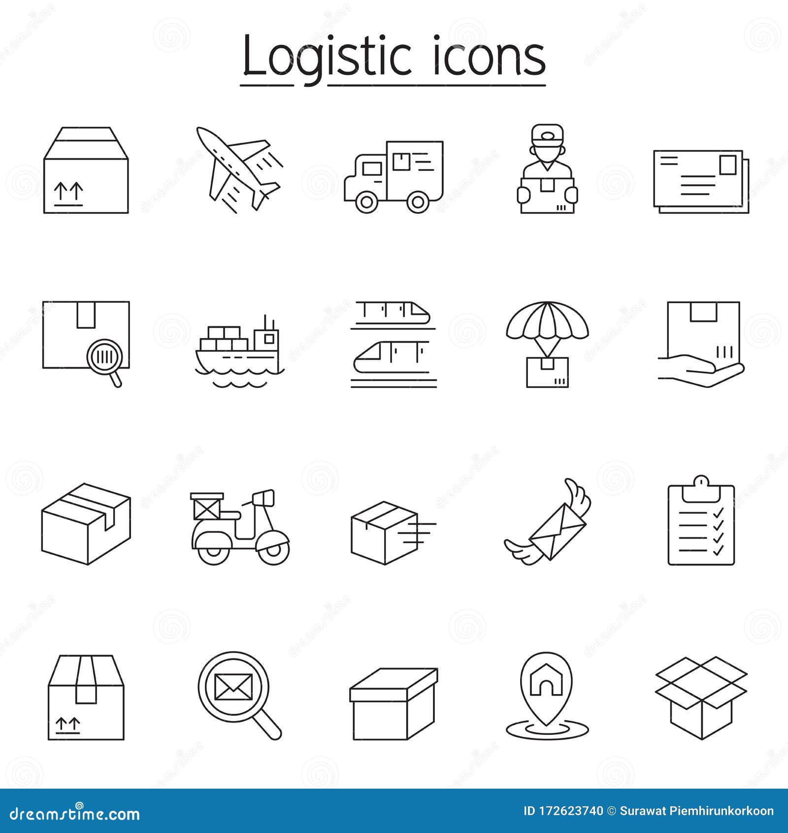 Logistic & Delivery Icon Set in Thin Line Style Stock Vector ...