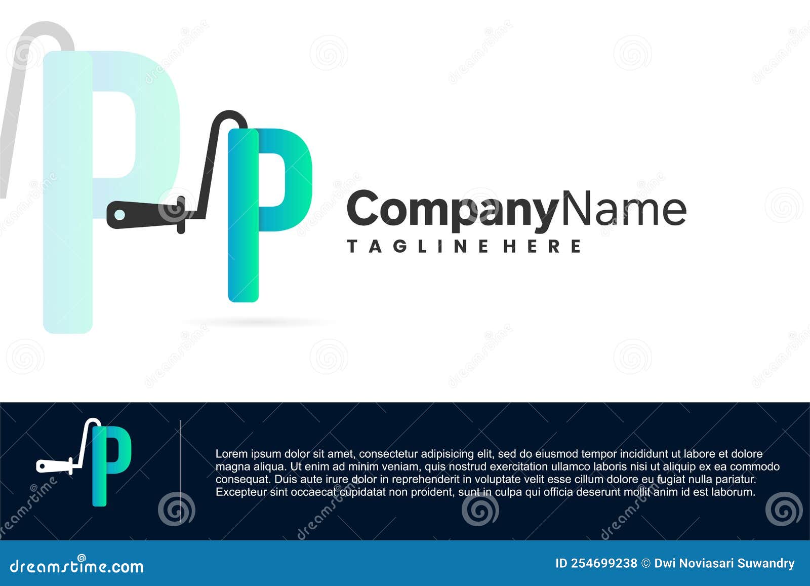 Letter P Logo with Paint Roller Concept, Paint Roller Logo P Letter ...