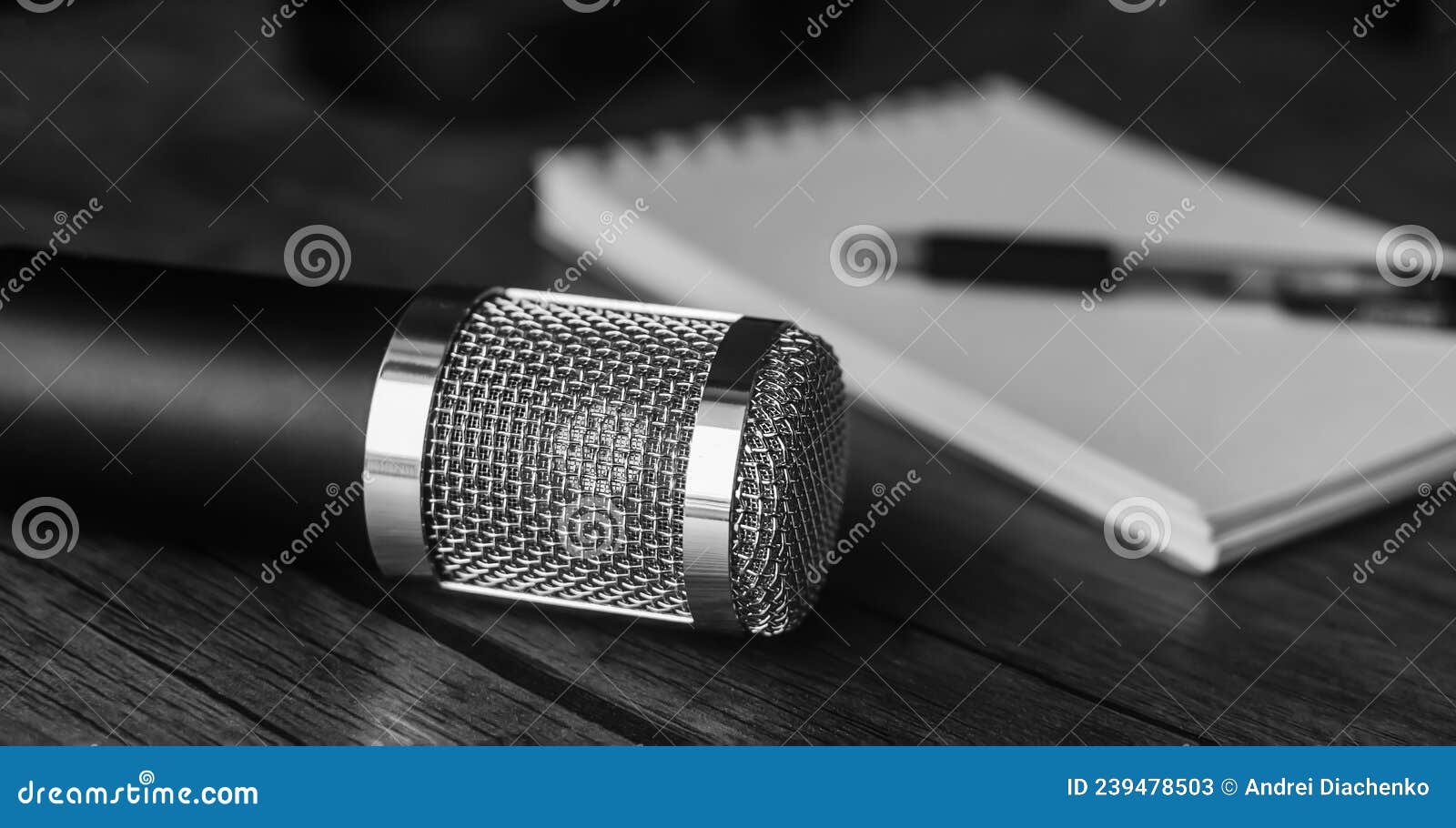 P Microphone and Blank Sheet of Paper Stock Image - Image of broadcast ...