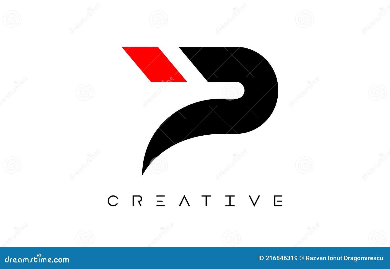 P Modern Letter Logo Design with Creative Look in Black and Red Colors ...