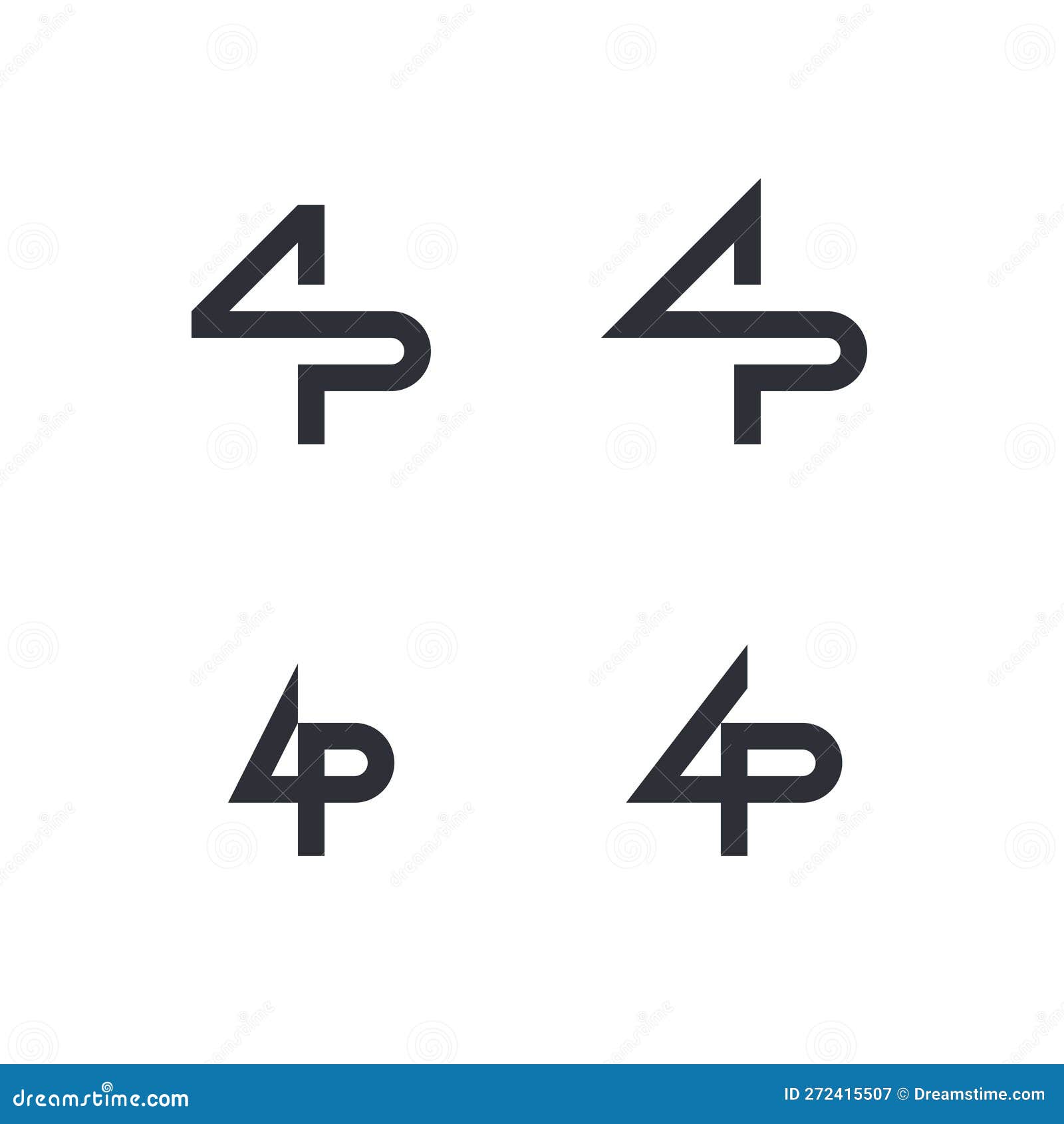 4P Monogram United Icon Logo Set Stock Illustration - Illustration of ...