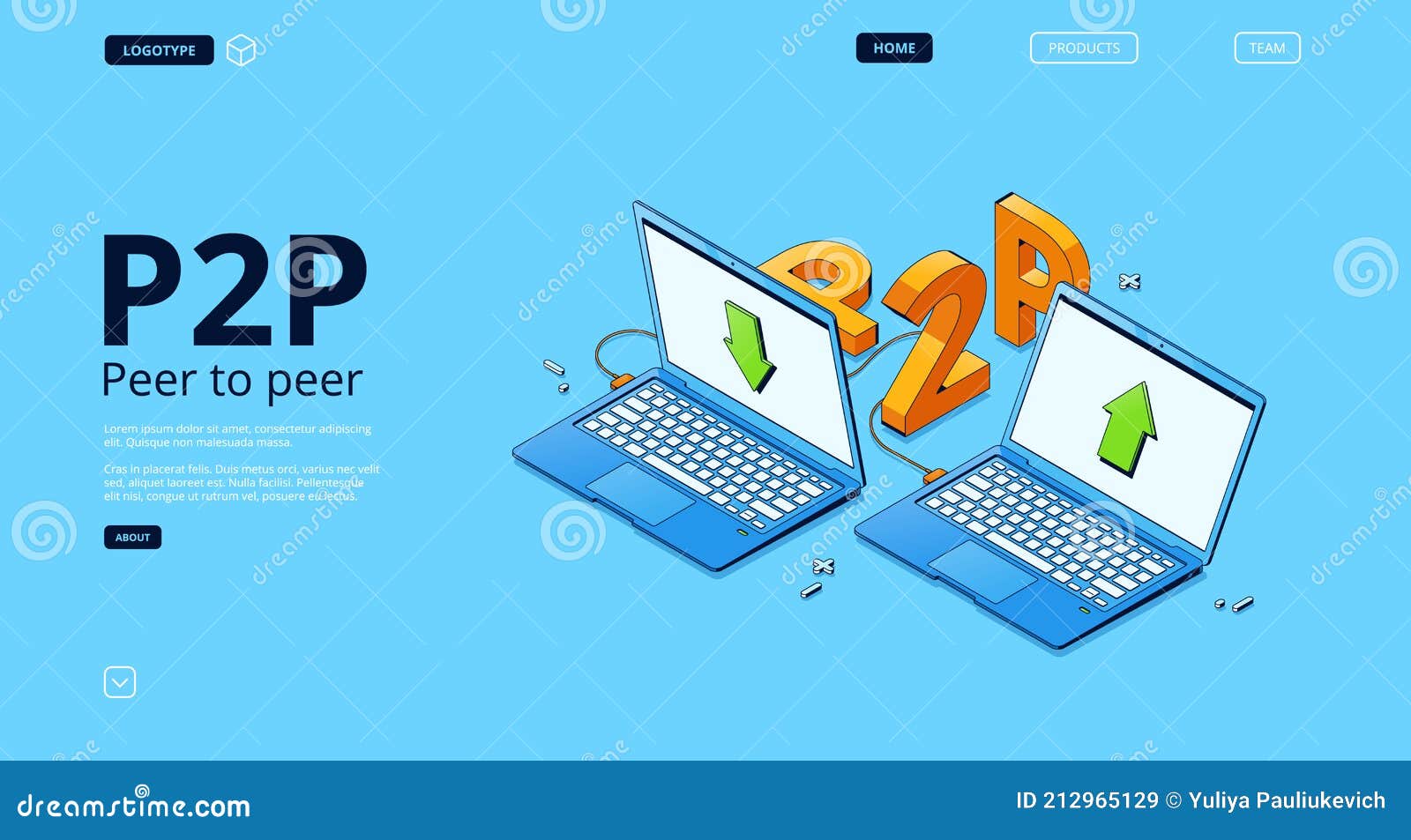 P2P Network Banner, Peer To Peer Connection Stock Vector - Illustration ...