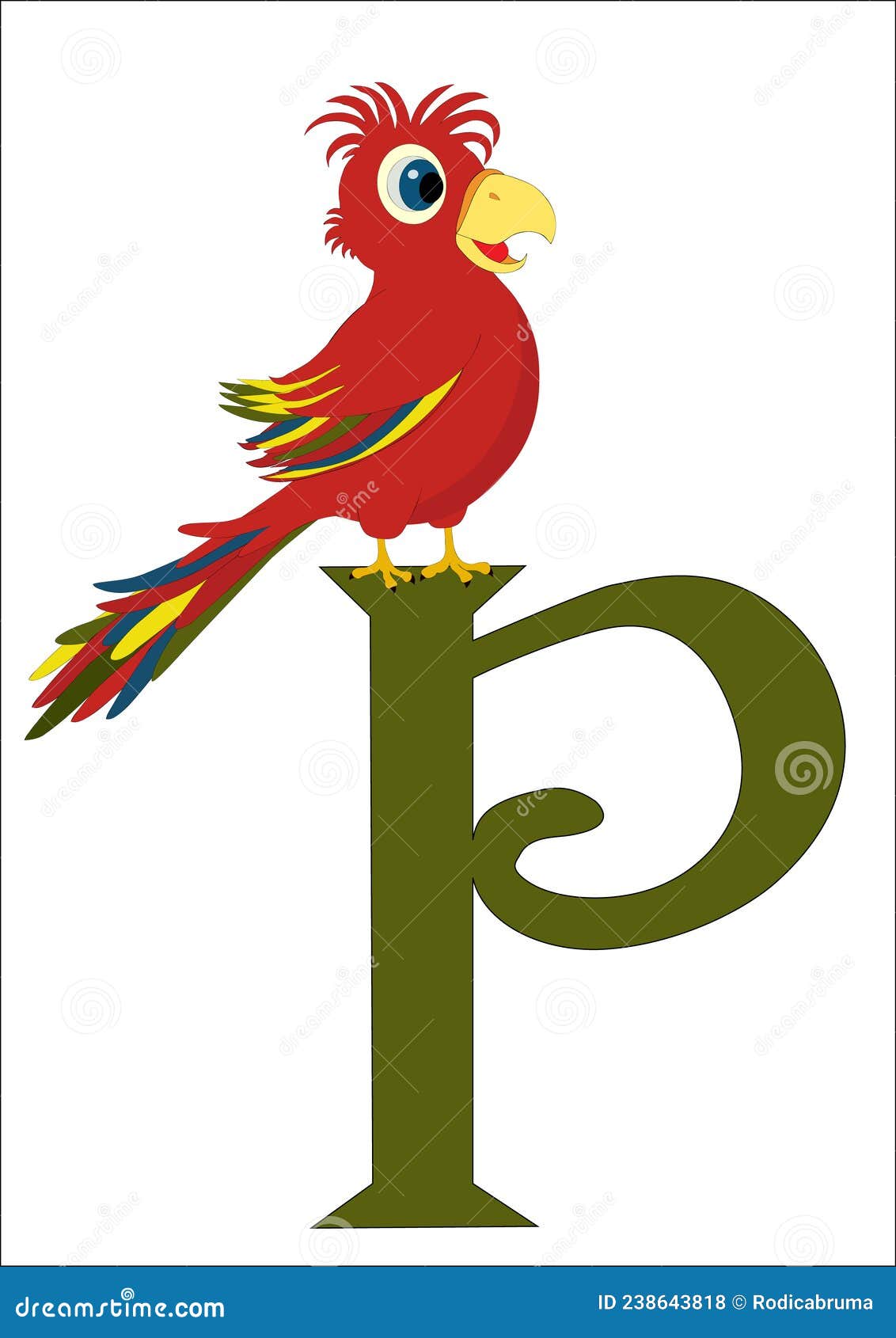 P for Parrot. Vector Illustration of Educational Alphabet Stock Vector ...