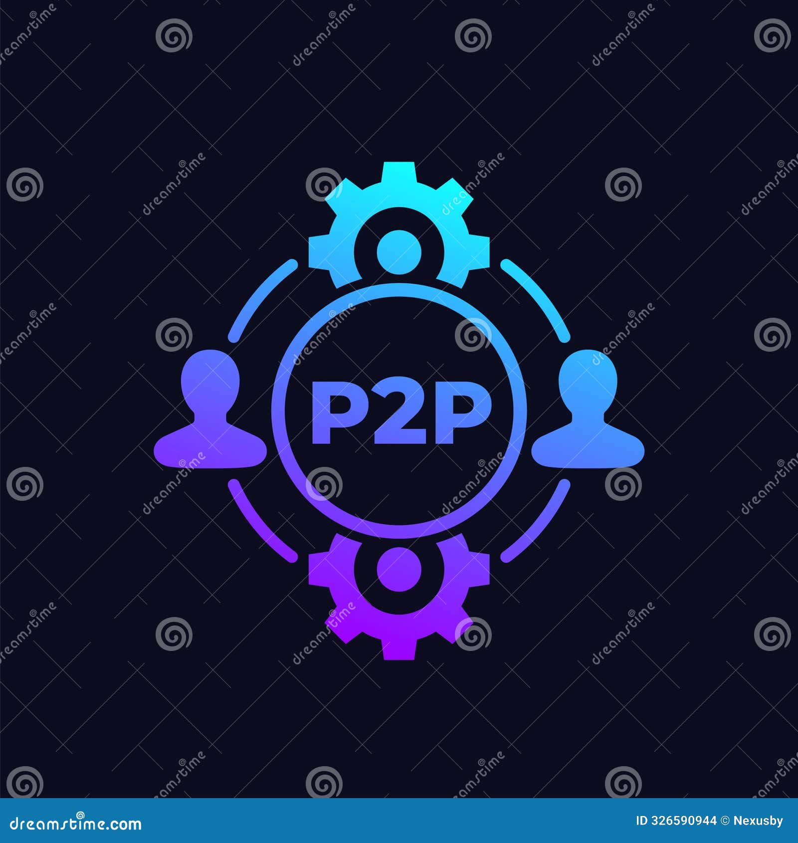 P2p, Peer-to-peer Icon on Dark Stock Illustration - Illustration of ...