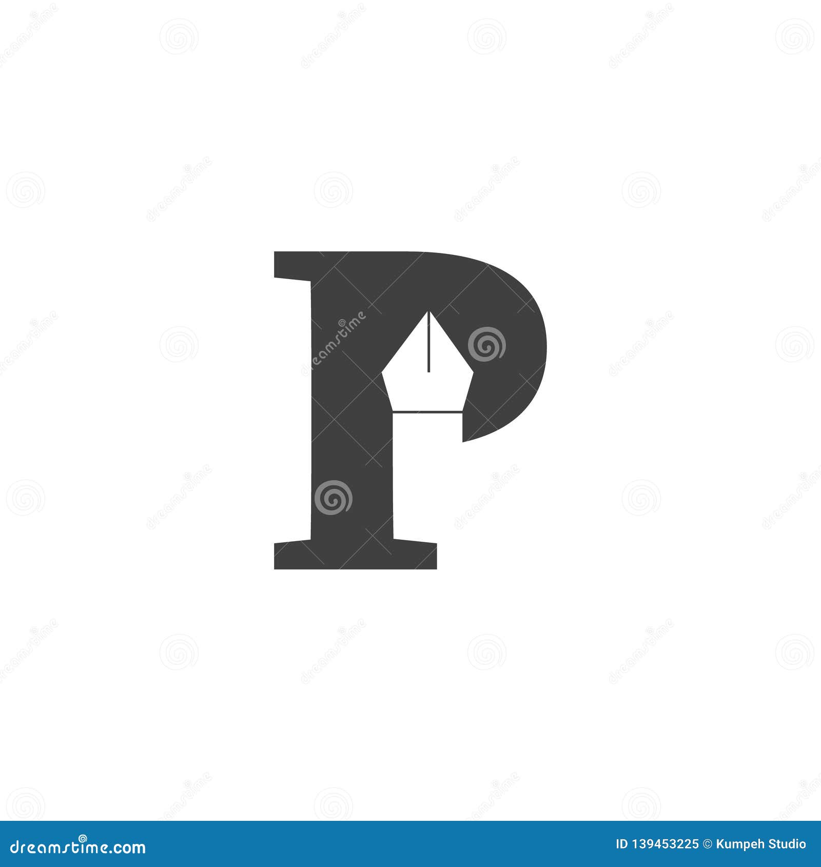 P for Pen. Letter P Logo Vector with Negative Space Stock Vector ...