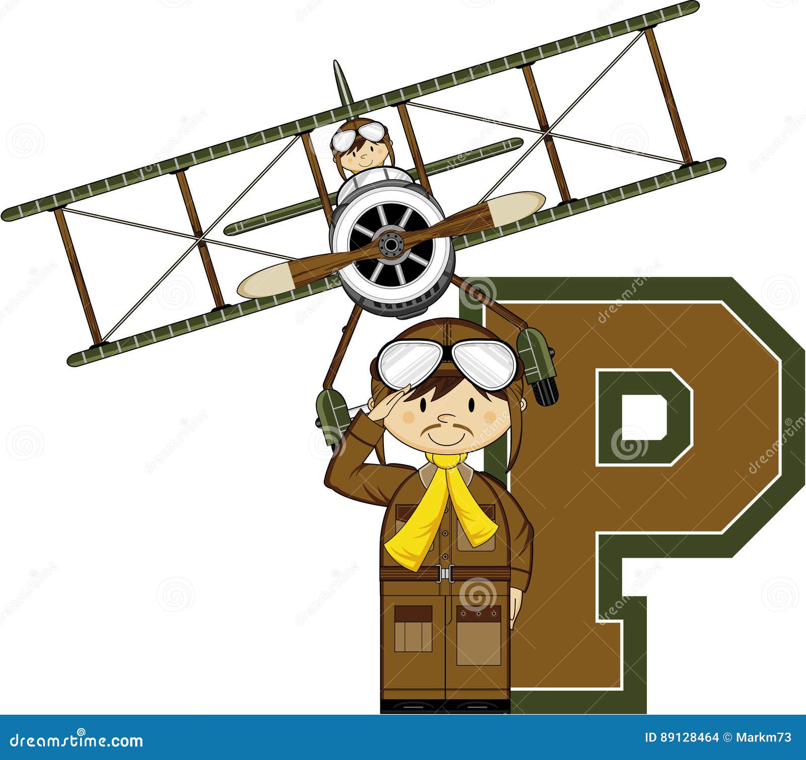 WW1 Biplane Pilot Pattern Cartoon Vector | CartoonDealer.com #85229469