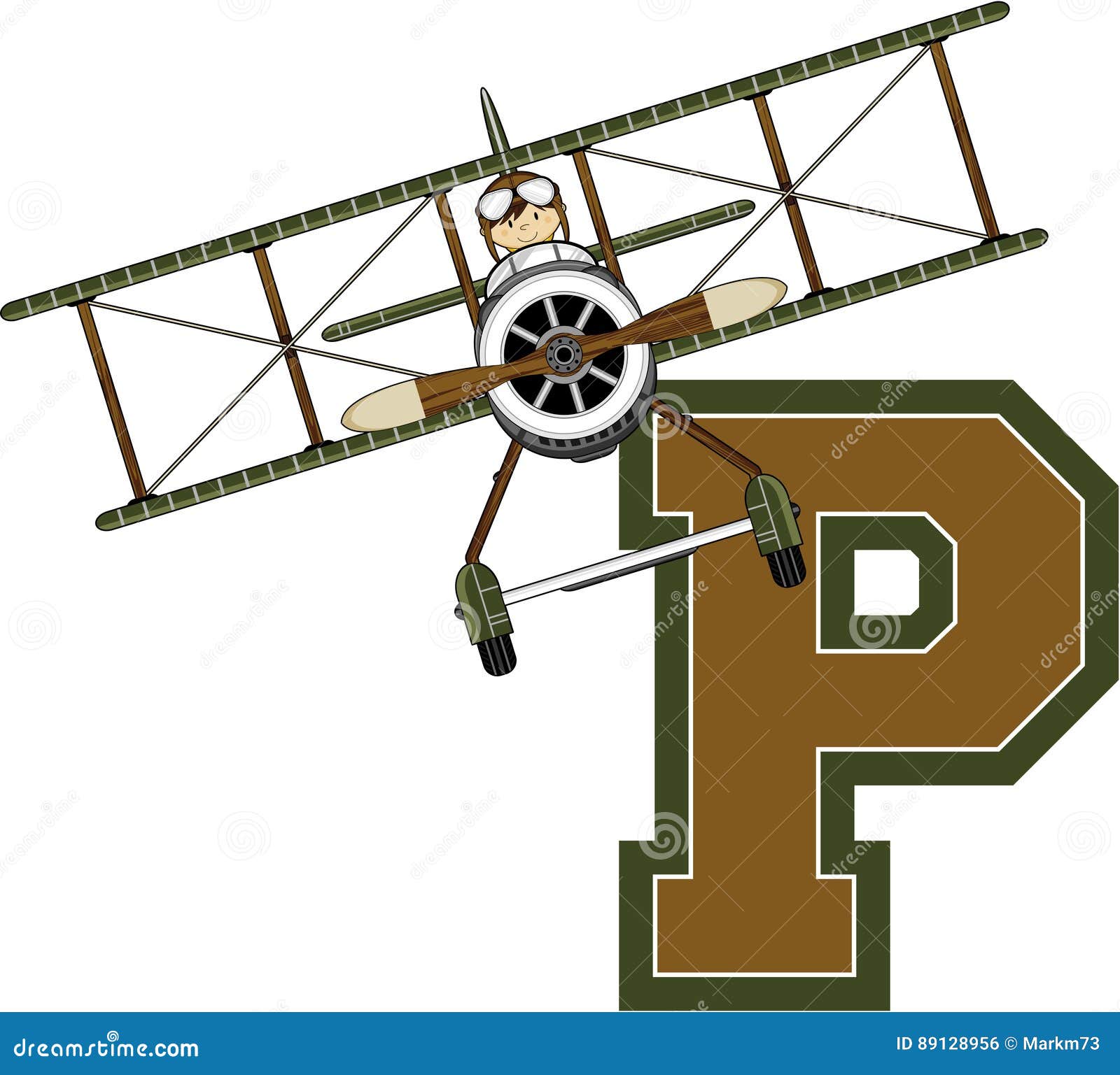 WW1 Biplane Pilot Pattern Cartoon Vector | CartoonDealer.com #85229469