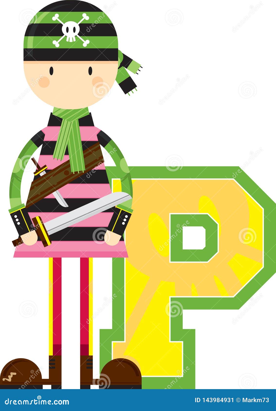 P is for Pirate Educational Illustration Stock Vector - Illustration of ...