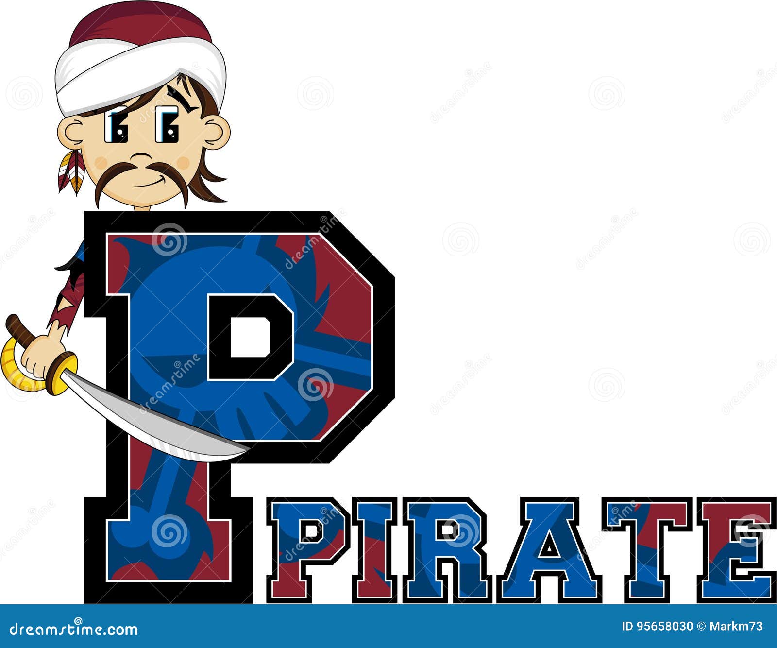 P is for Pirate stock vector. Illustration of english - 95658030