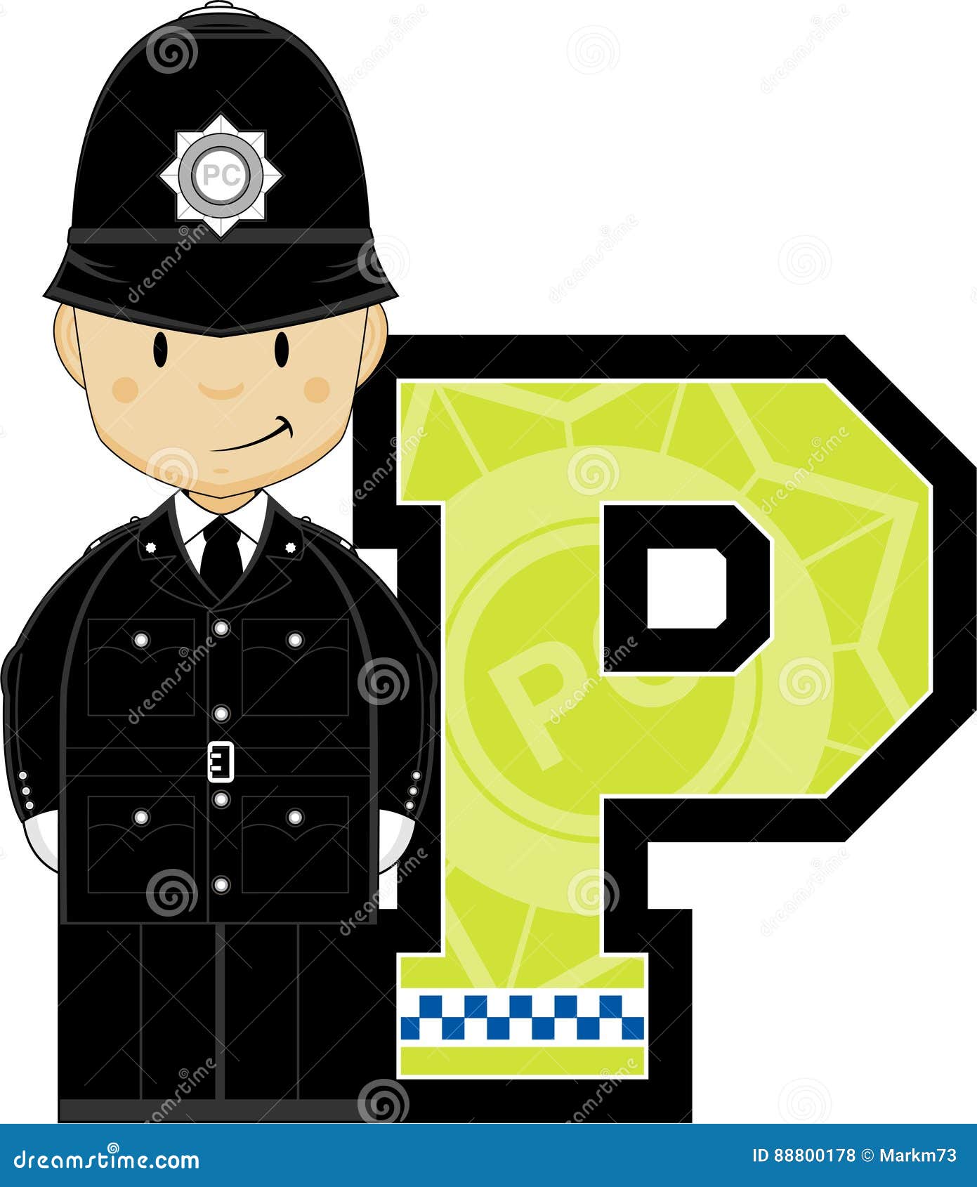 P is for Policeman stock vector. Illustration of alphabet - 88800178