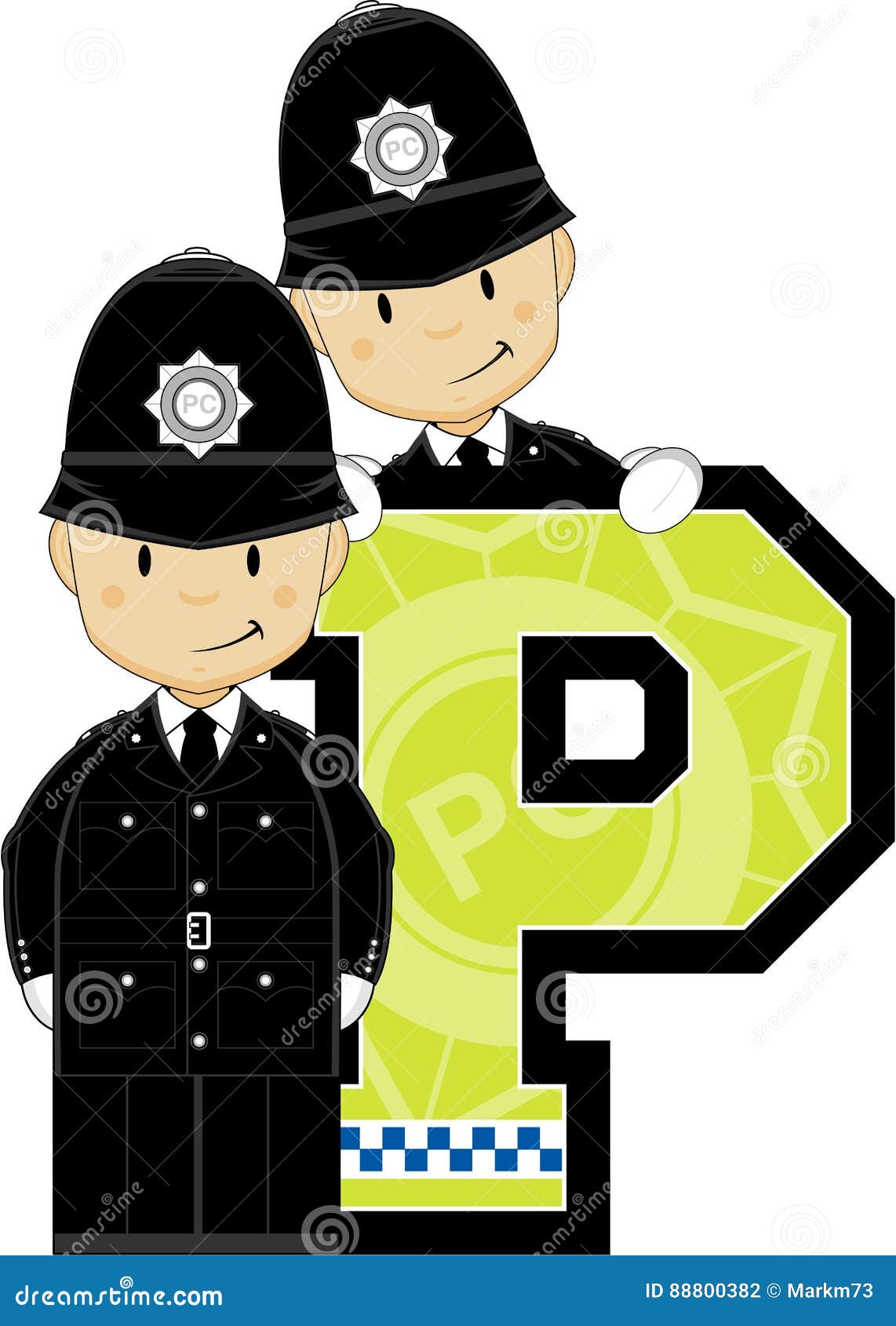 P is for Policeman stock vector. Illustration of smiling - 88800382