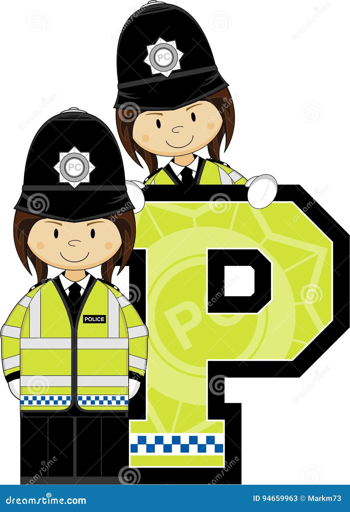P is for Policeman stock vector. Illustration of heroic - 94659963