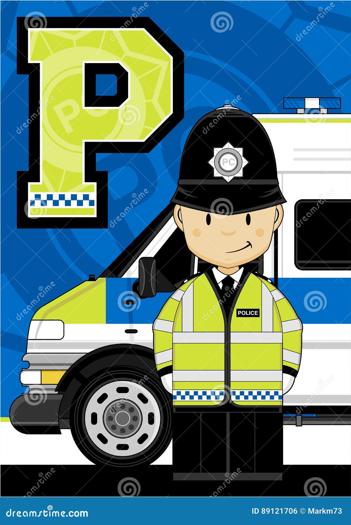 P is for Policeman stock vector. Illustration of cartoon - 89121706