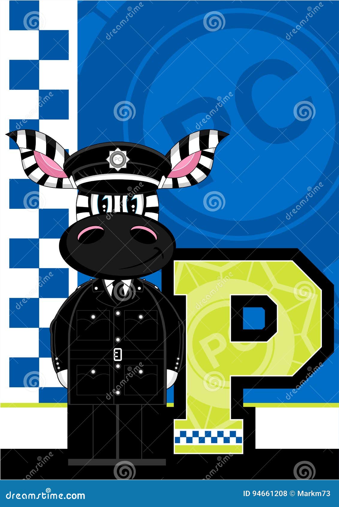 P is for Policeman - Zebra stock vector. Illustration of alphabet ...