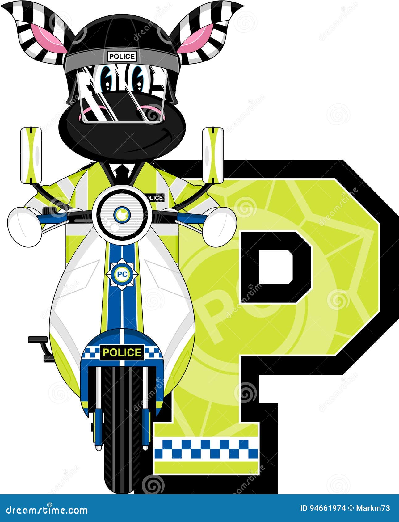 P is for Policeman - Zebra stock vector. Illustration of vector - 94661974