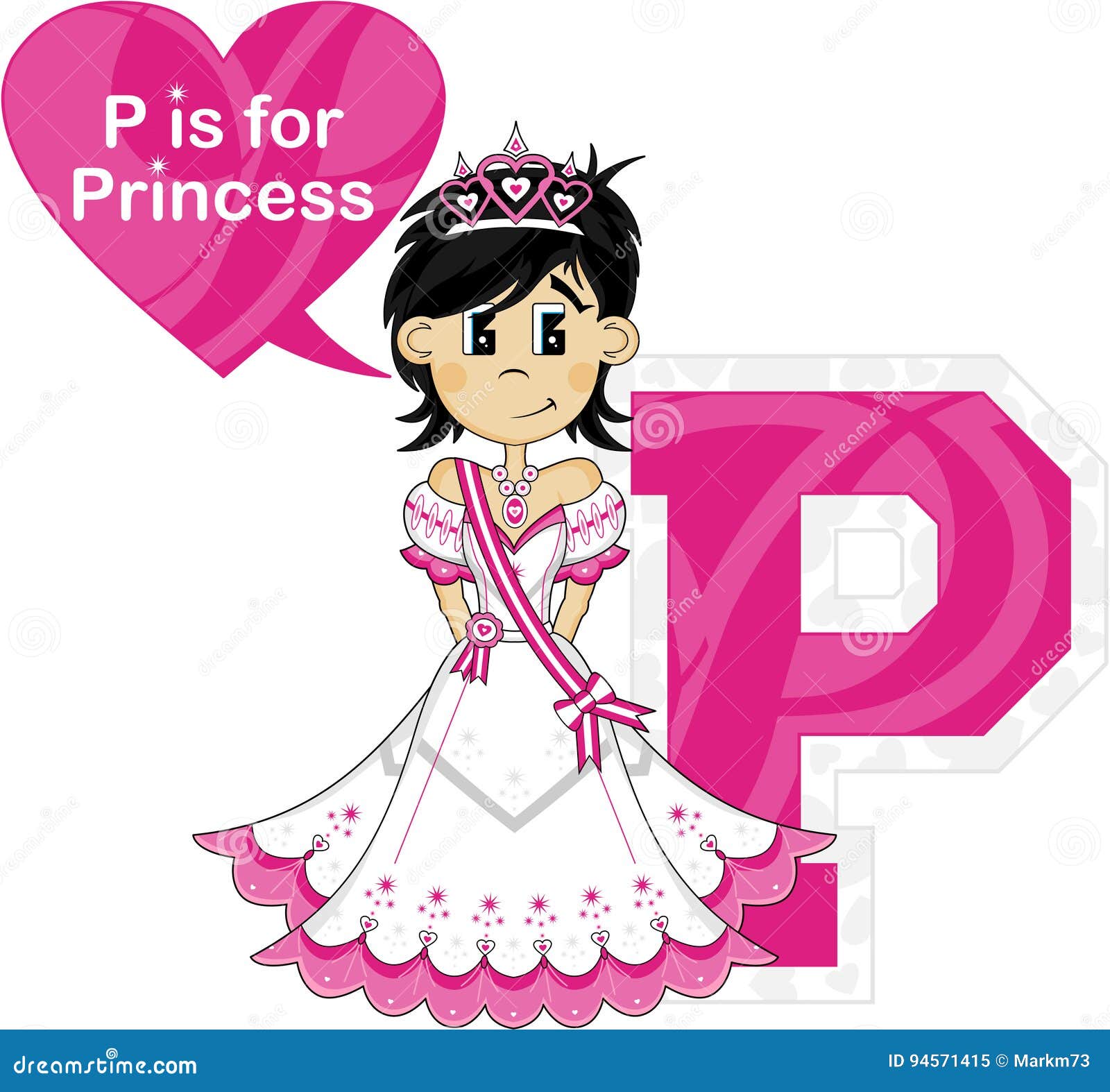 P is for Princess stock vector. Illustration of education - 94571415